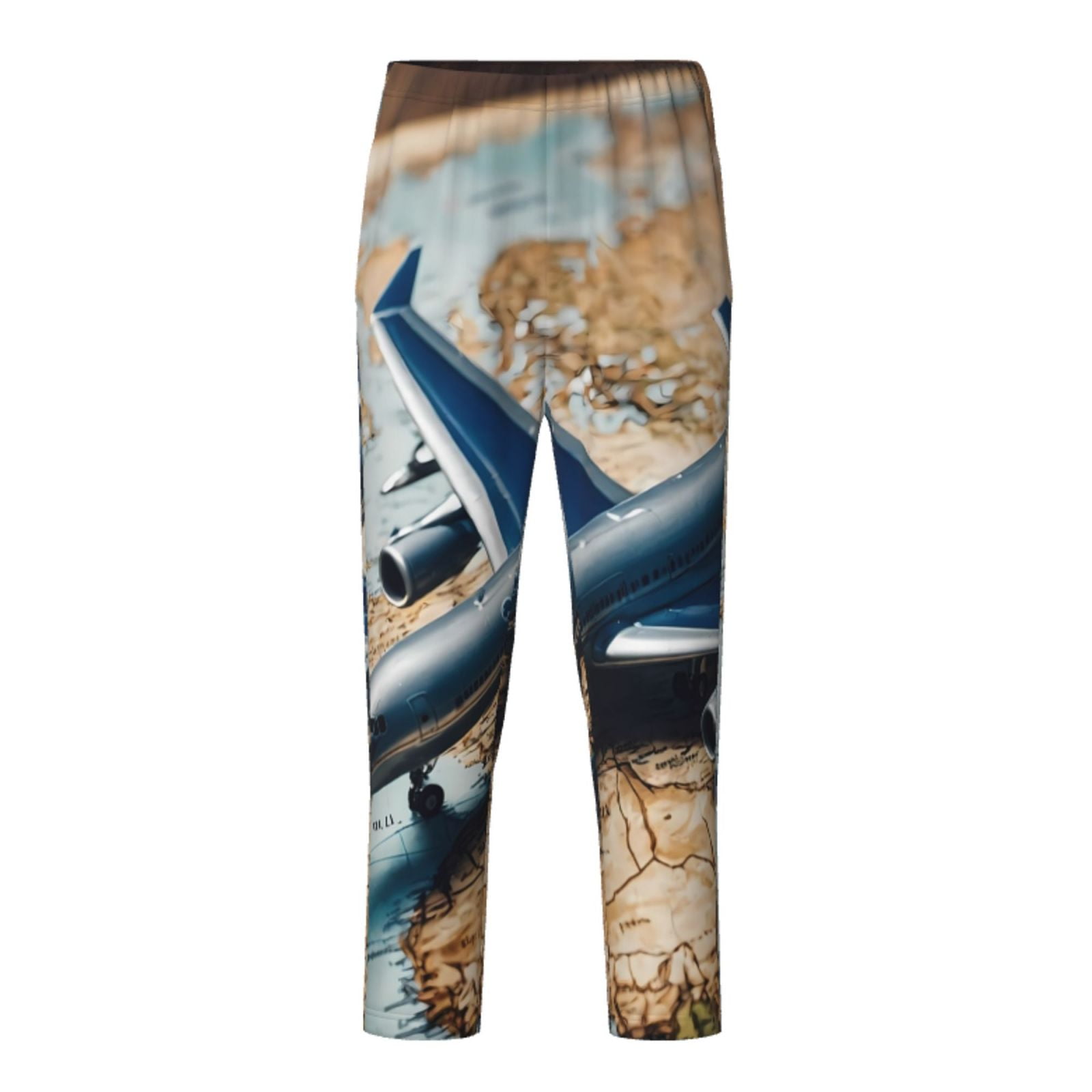 Yiaed Airplane World Map Adventure Print Teenagers' Lounge Pants, Loose ...