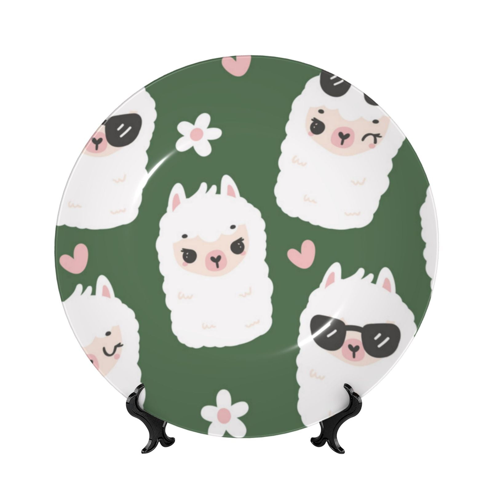 Yiaed Alpaca Faces Print Bone China Decorative Plate Ceramic Dinner ...