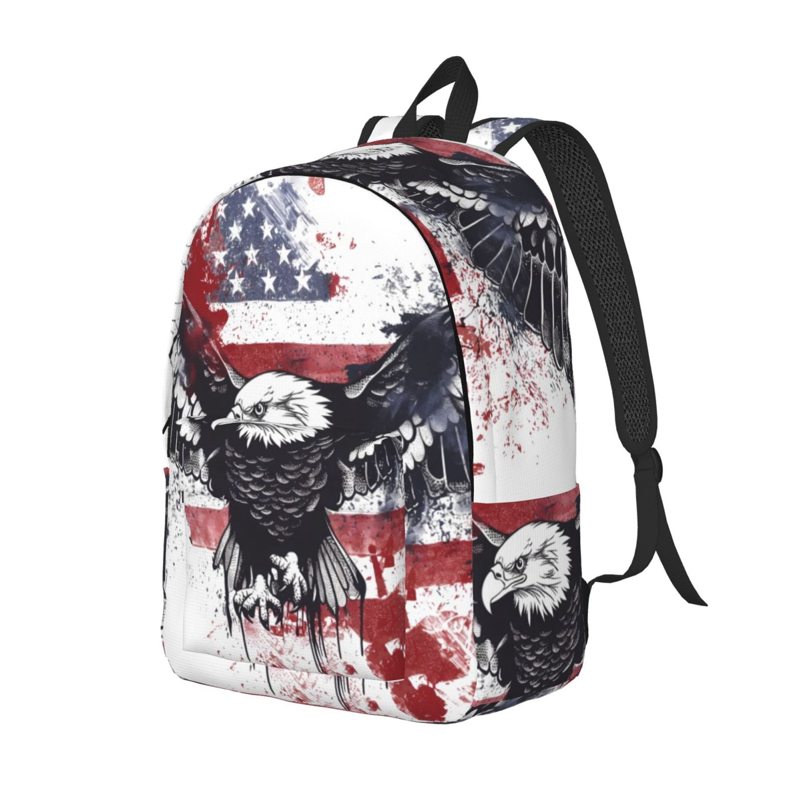 Yiaed American Flag Eagle Art Print Laptop Backpack Travel Canvas ...
