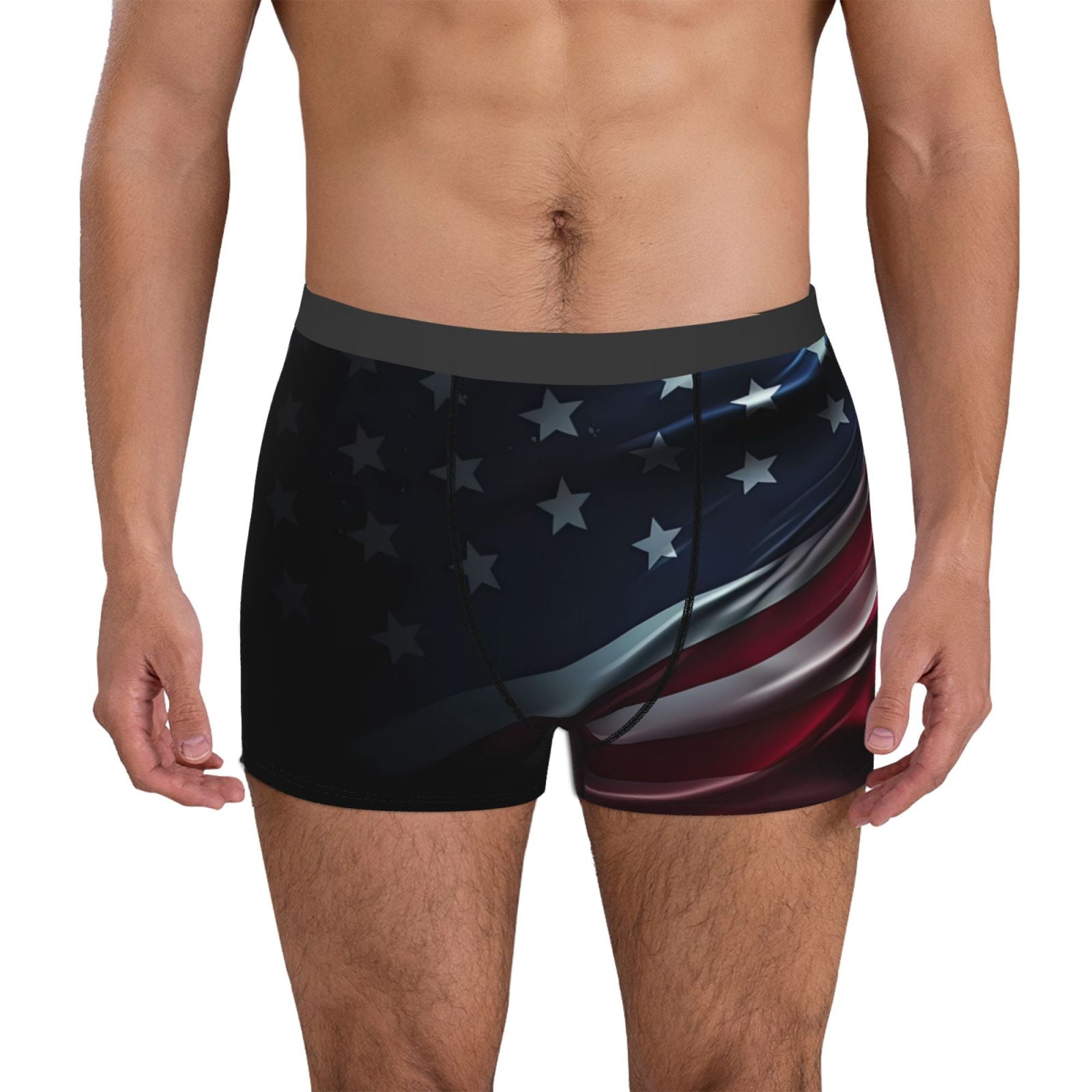Yiaed American Flag Waving Print Print Men's Soft Cotton Boxer Shorts ...