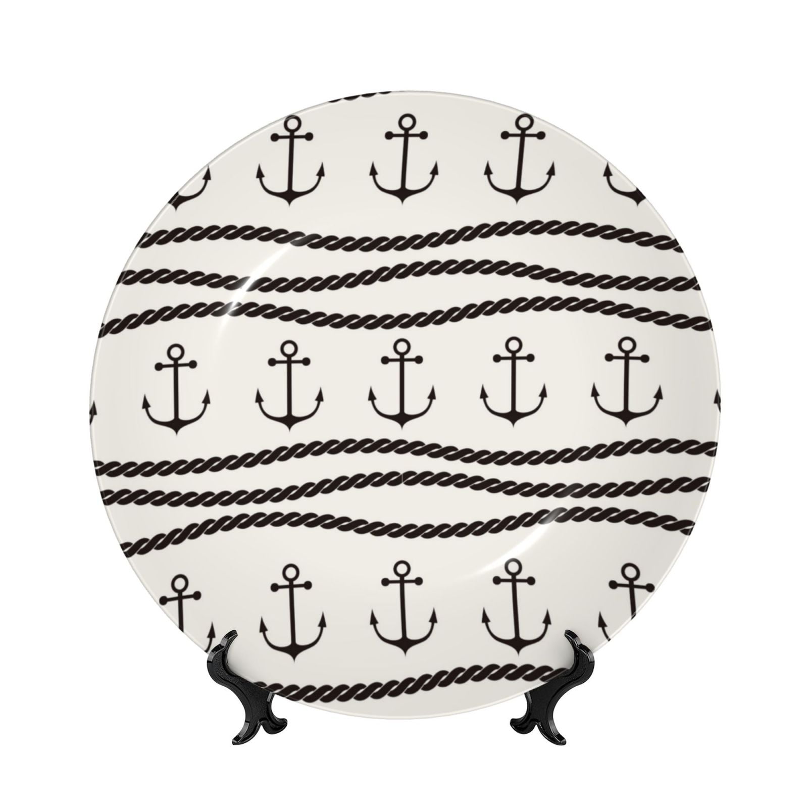 Yiaed Anchors and Ropes Print Bone China Decorative Plate Ceramic ...