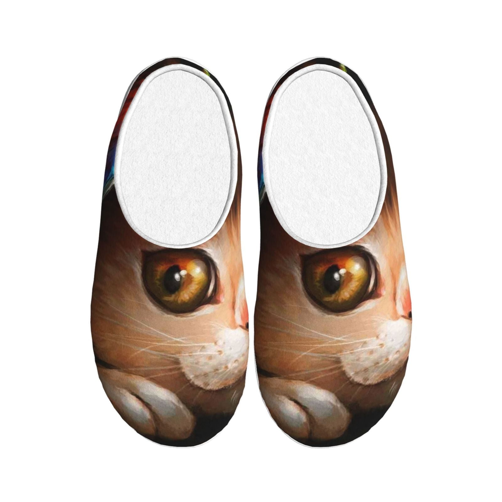 Yiaed Animal Cat Print Slippers Fuzzy Warm Cozy Slippers Non Slip House ...