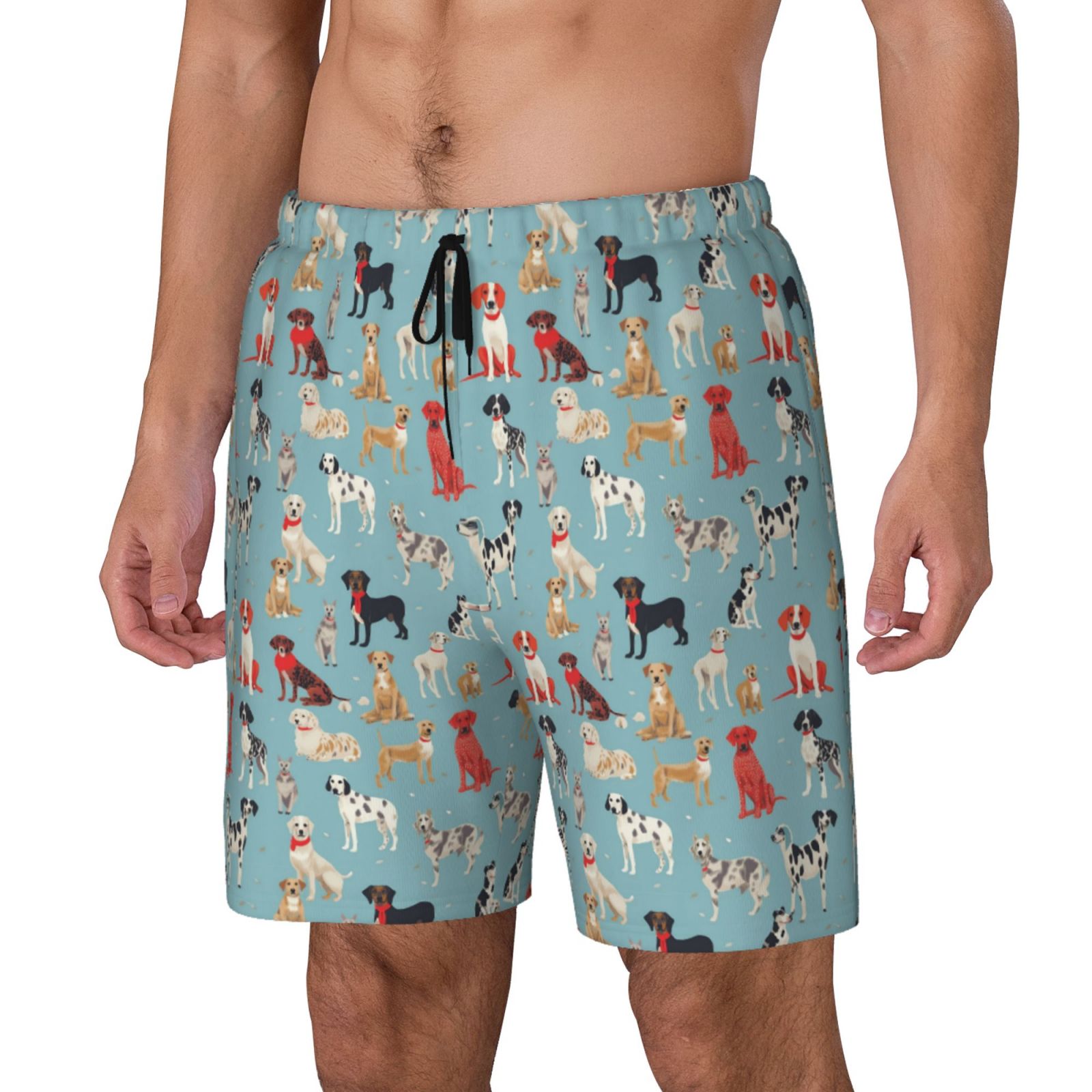 Yiaed Animal Dog Print Mens Swim Trunks Bathing Suit Compression Liner ...