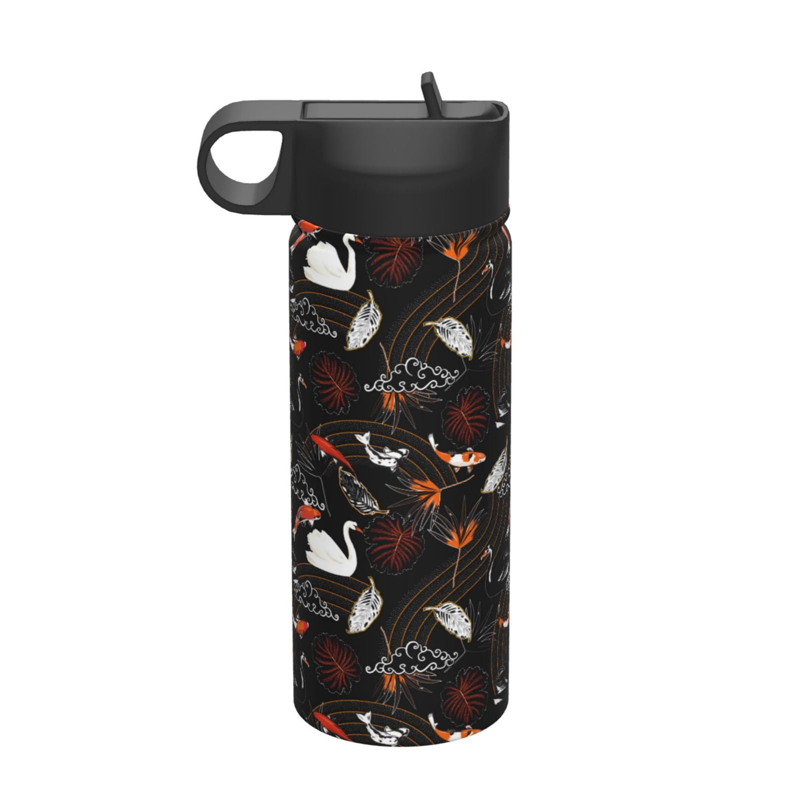 Yiaed Animal Koi Fish Print Water Bottle with Straw Lid, Stainless ...