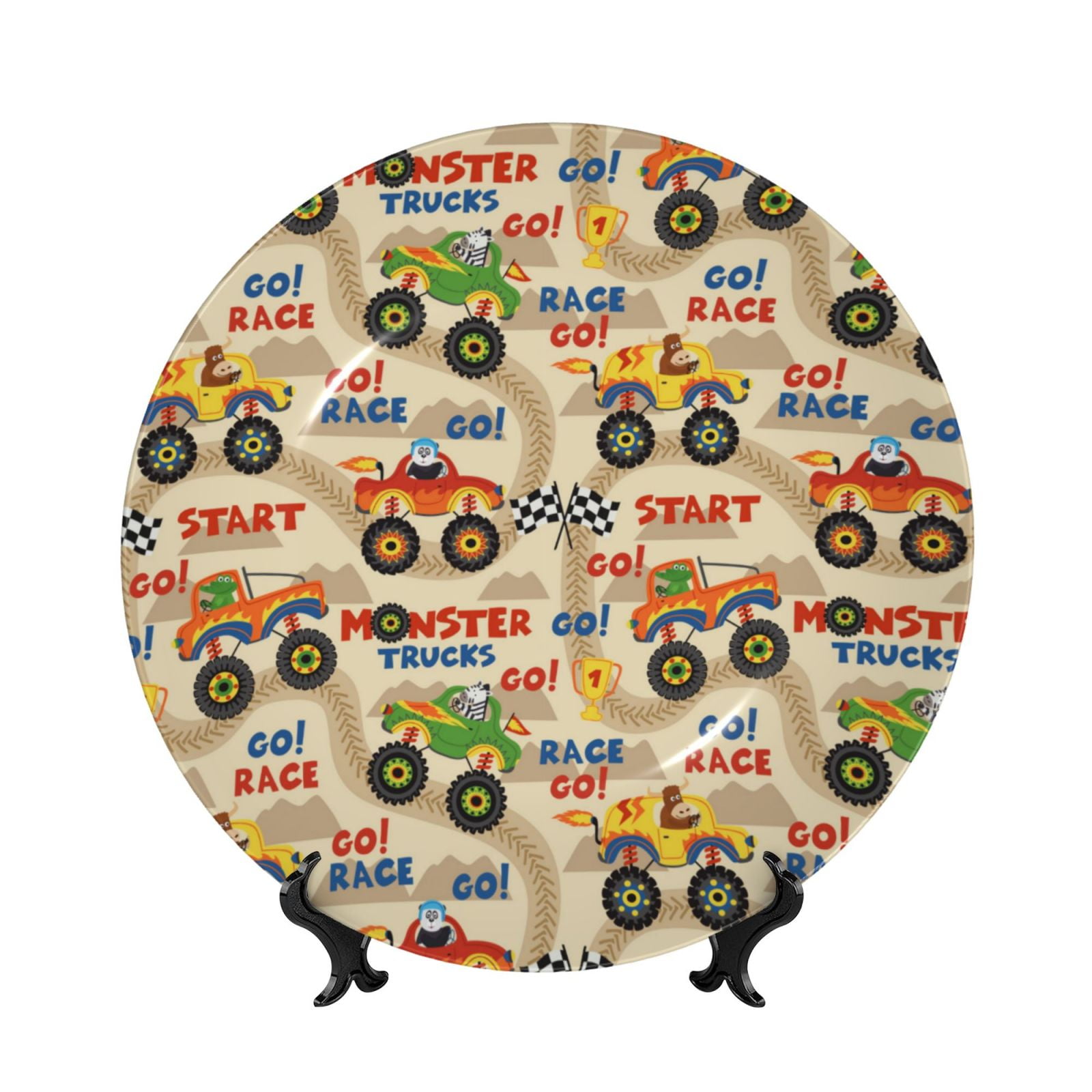 Yiaed Animal Truck Print Bone China Decorative Plate Ceramic Dinner ...