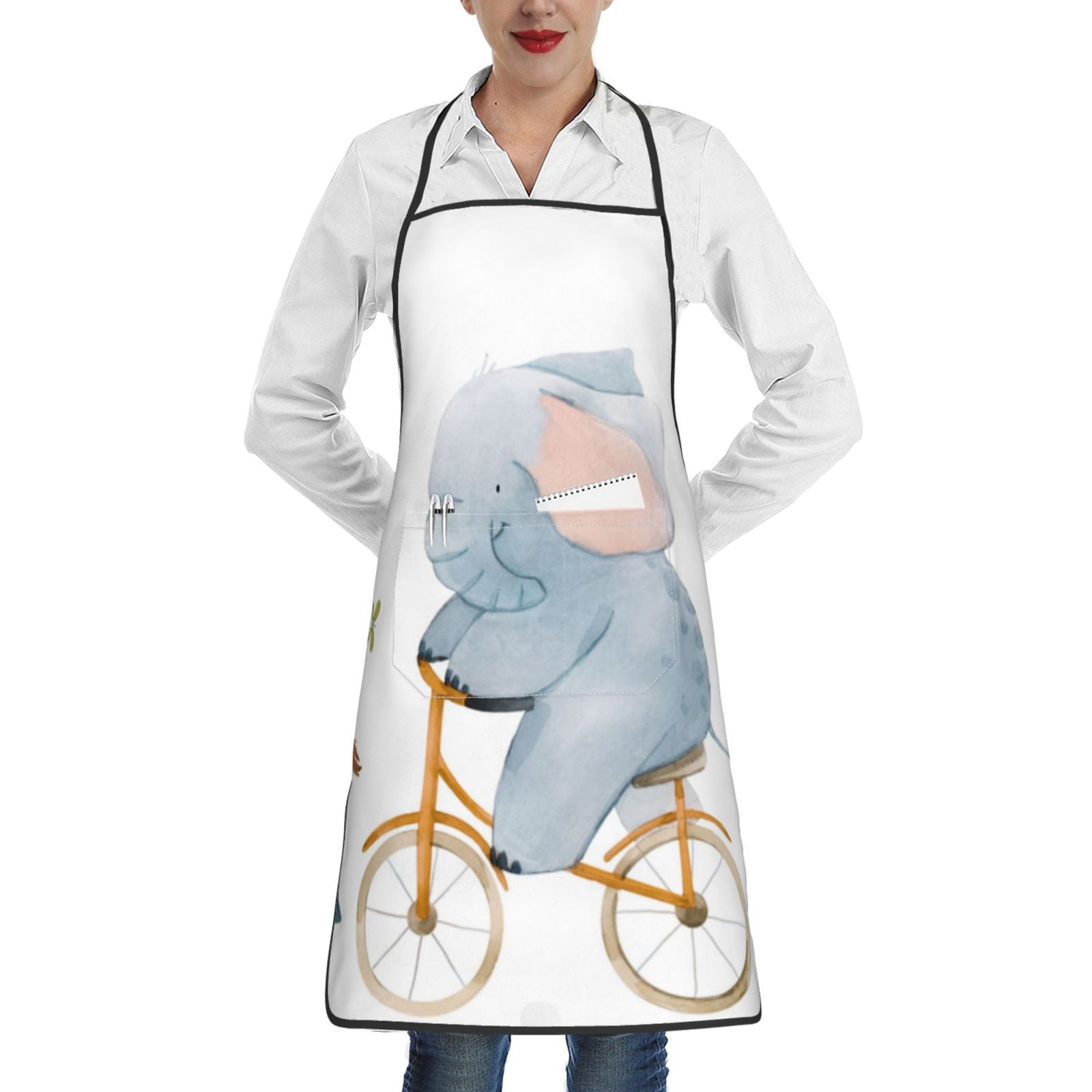 Yiaed Animals in Transport Print Kitchen Apron with Hand Wipe Pockets ...