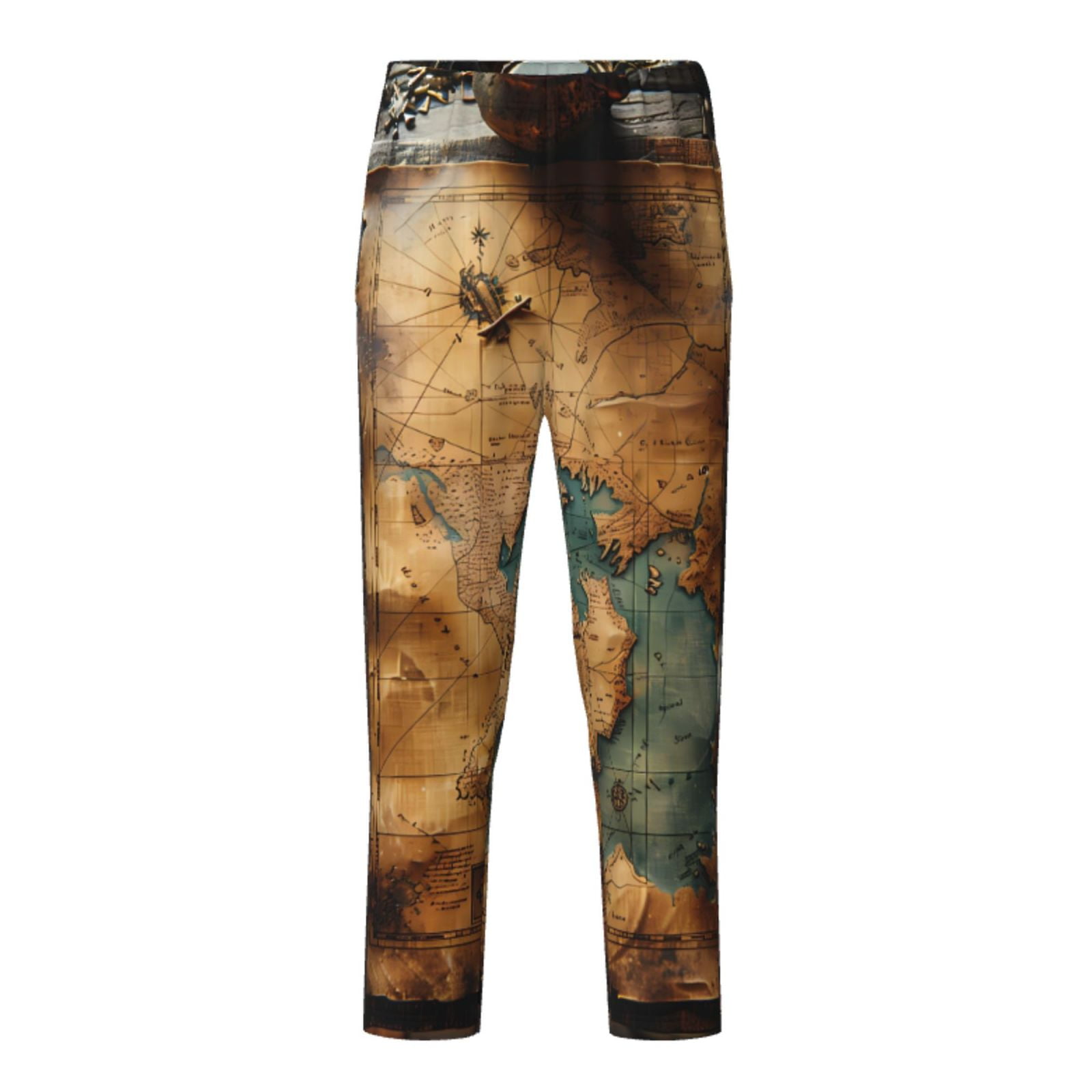 Yiaed Antique Map Adventure Scene Print Teenagers' Lounge Pants, Loose ...