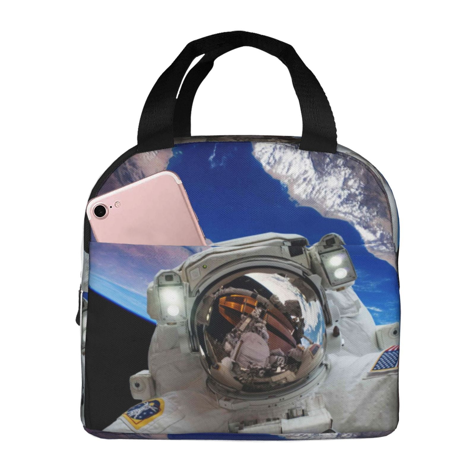 Yiaed Astronaut in Outer Space Print Insulated Lunch Bag Reusable Cute ...