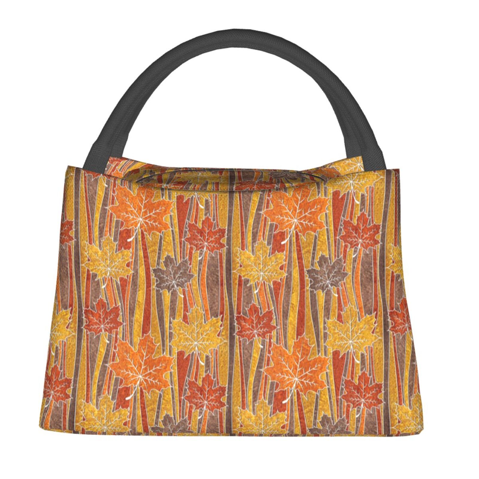 Yiaed Autumn Maple Leaf Stripes Print Lunch box lunch bag Portable ...