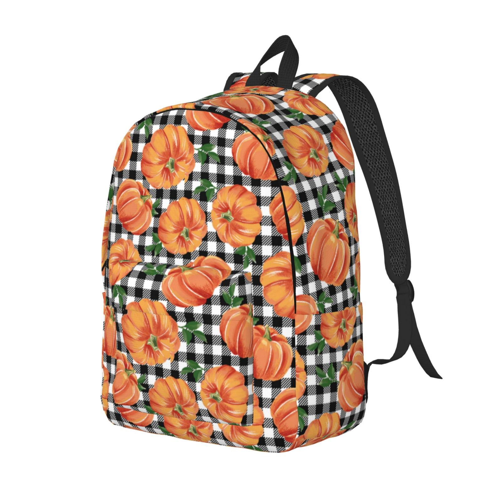 Yiaed Autumn Pumpkins Gingham Print Print Laptop Backpack Travel Canvas ...
