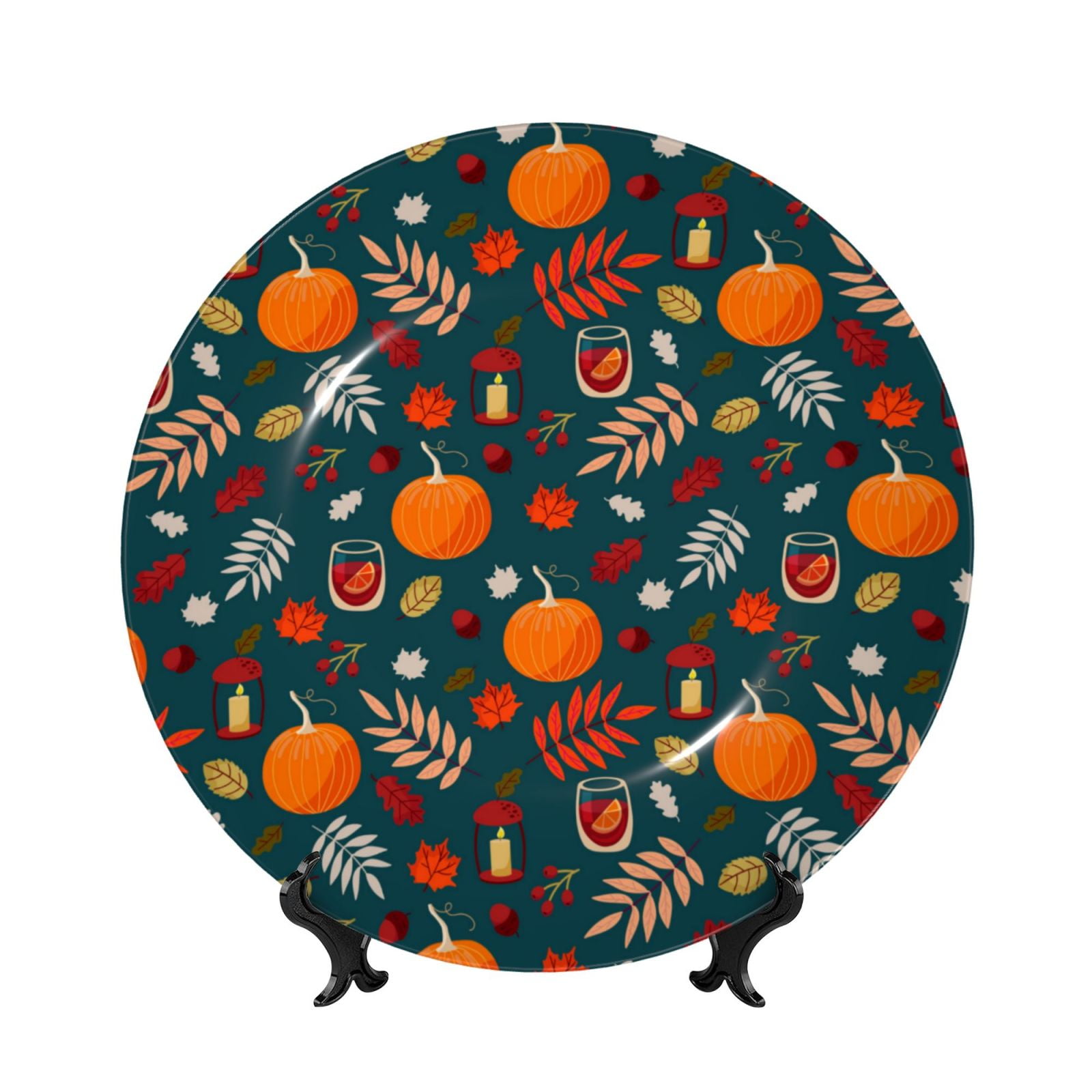 Yiaed Autumn with Pumpkins Print Bone China Decorative Plate Ceramic ...