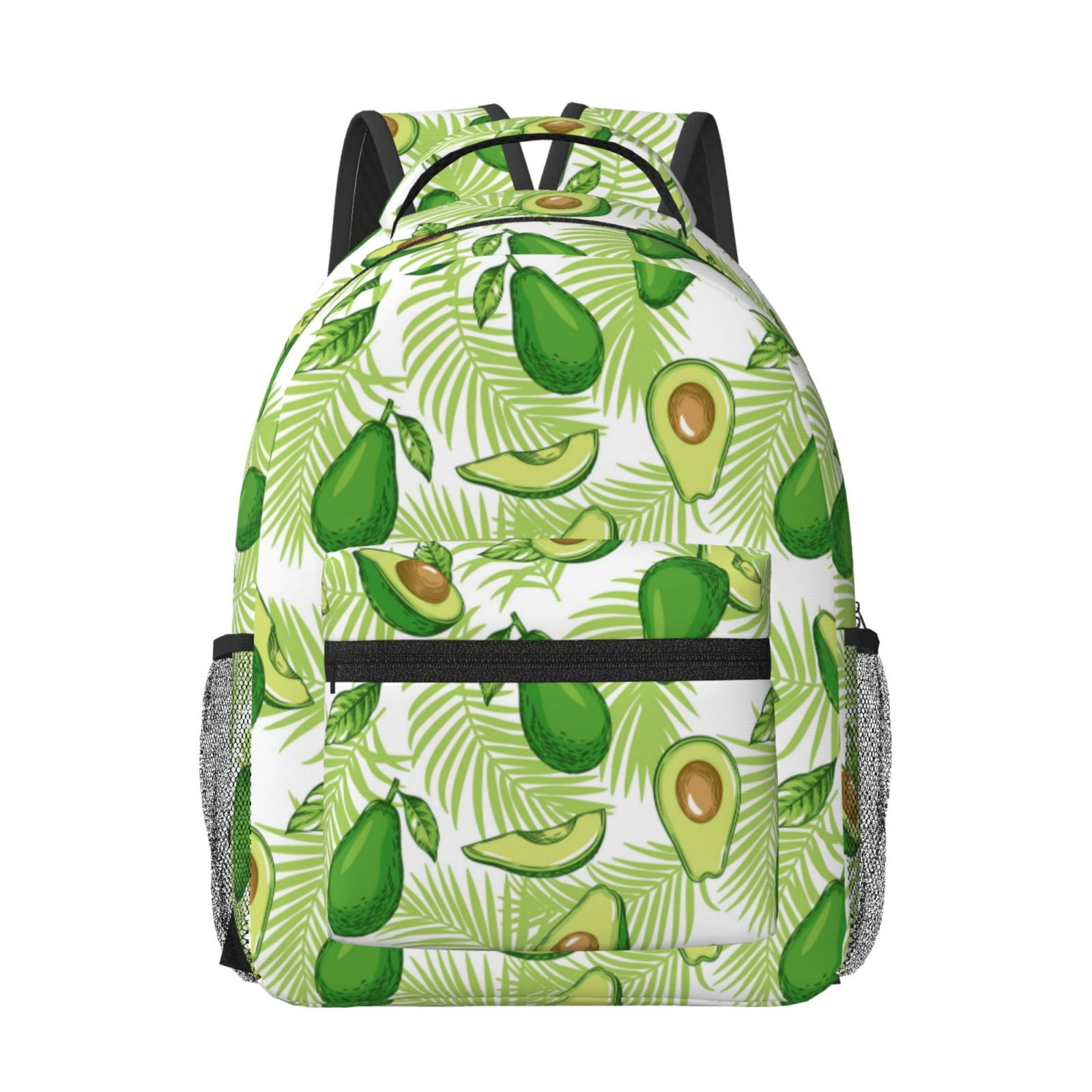 Yiaed Avocado And Tropical Palm Leaves Print School Backpack College ...