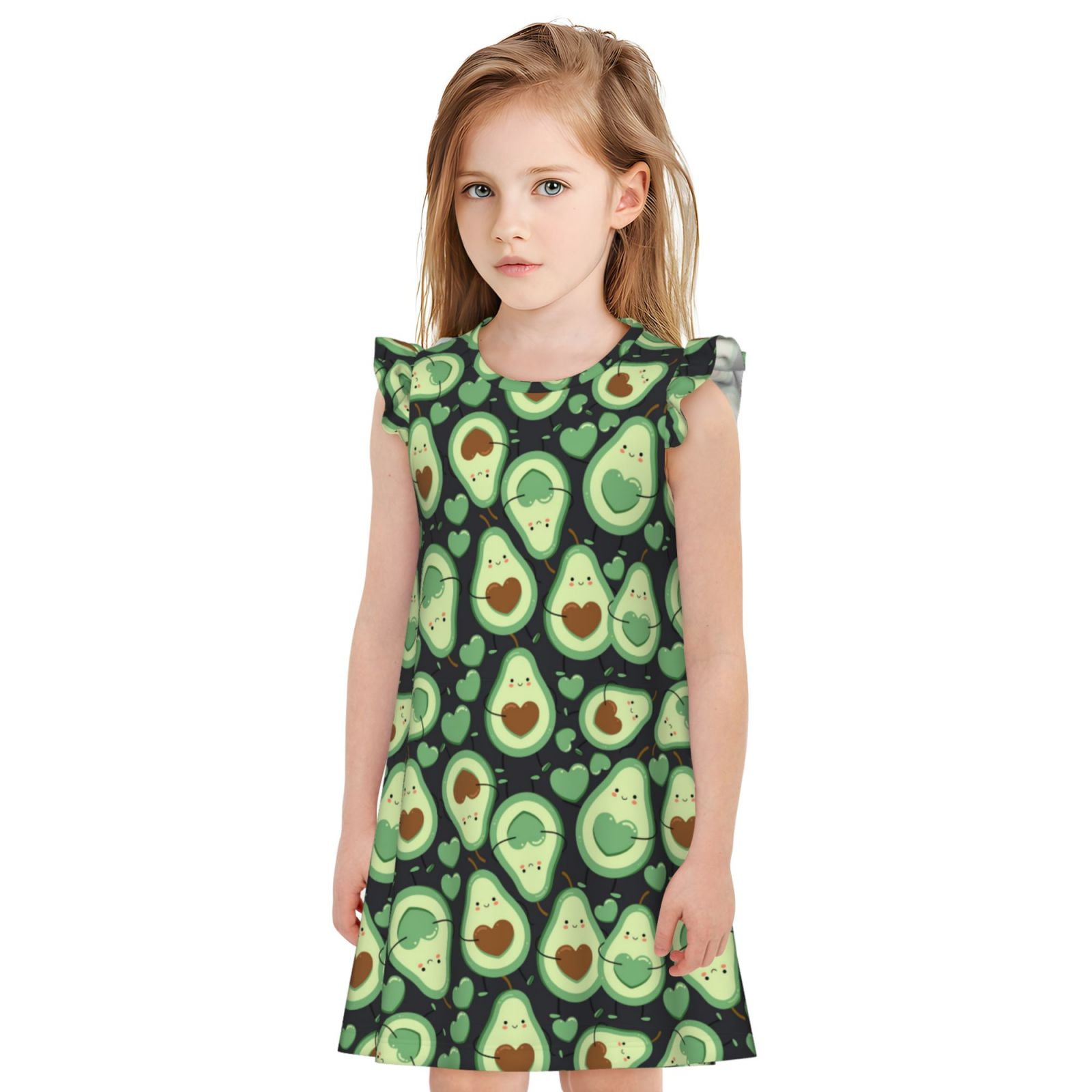Yiaed Avocado Heart Print Girls Nightgowns, Princess Pajama Dresses for ...