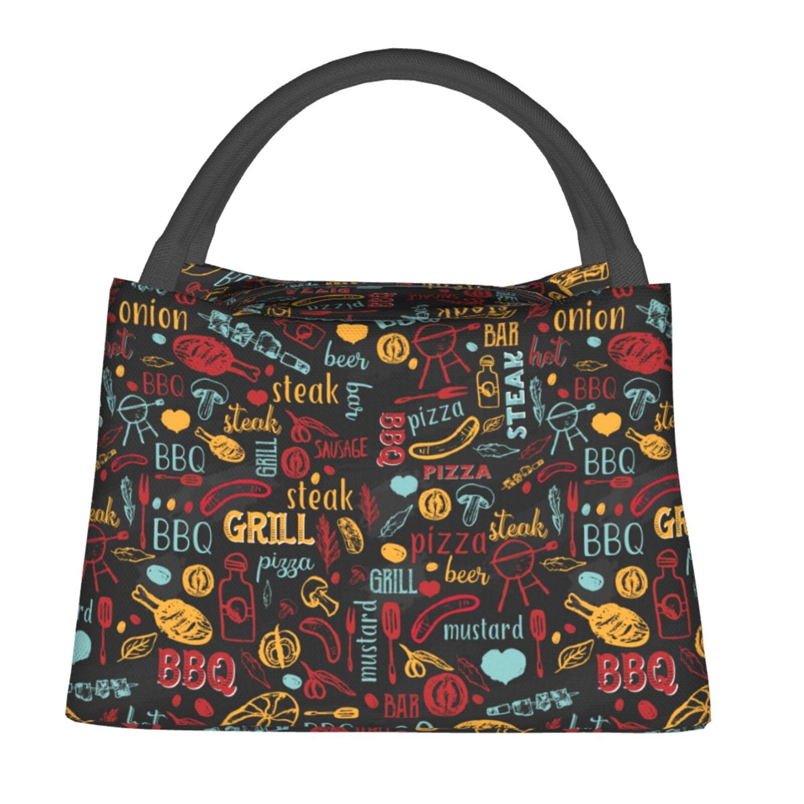 Yiaed BBQ Barbecue Grill Print Lunch box lunch bag Portable Insulated ...