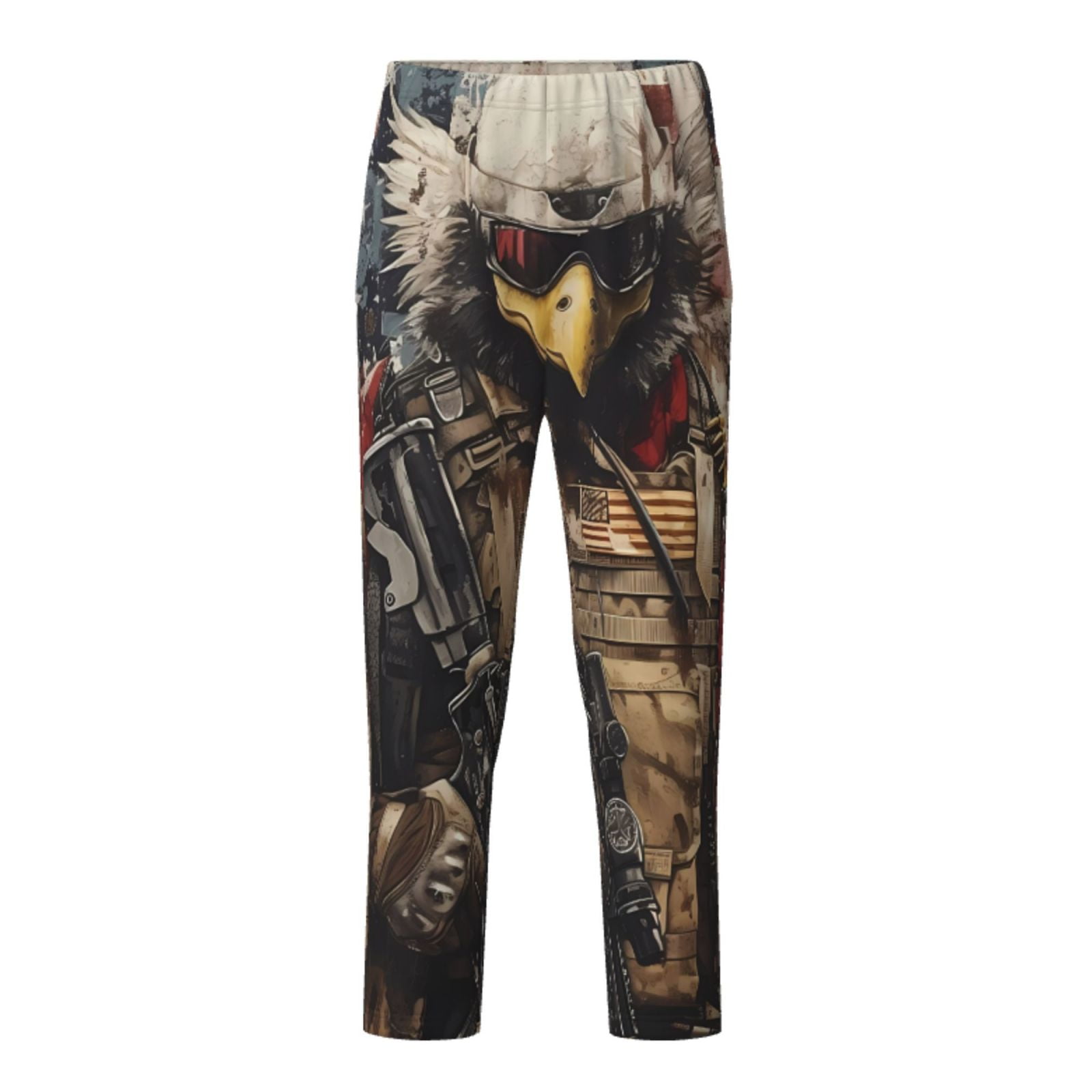 Yiaed Bald Eagle Soldier Print Teenagers' Lounge Pants, Loose PJ ...