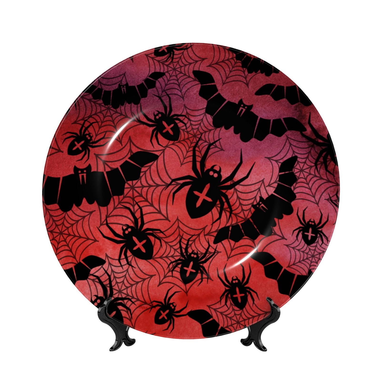 Yiaed Bats And Spiders Print Bone China Decorative Plate Ceramic Dinner ...