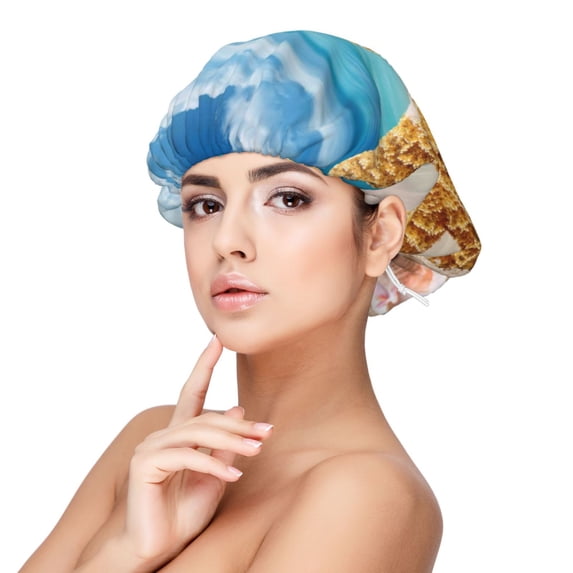 Yiaed Beach Starfish Shell Print Satin Bonnet Silk Bonnet Hair Bonnet ...