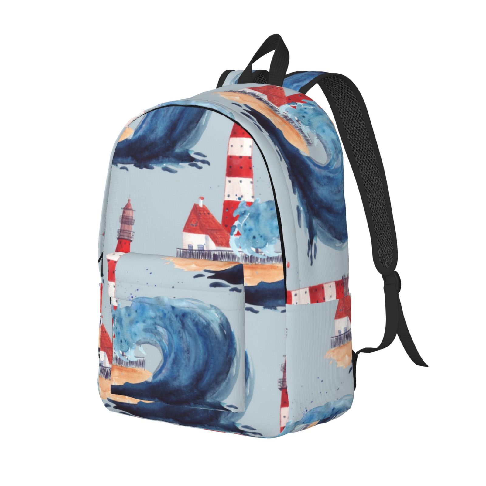 Yiaed Beacon In The Huge Waves Of The Surf Print Laptop Backpack Travel ...
