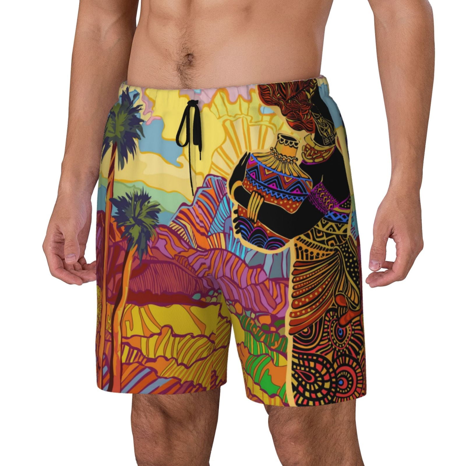 Yiaed Beautiful African Woman Print Mens Swim Trunks Bathing Suit ...