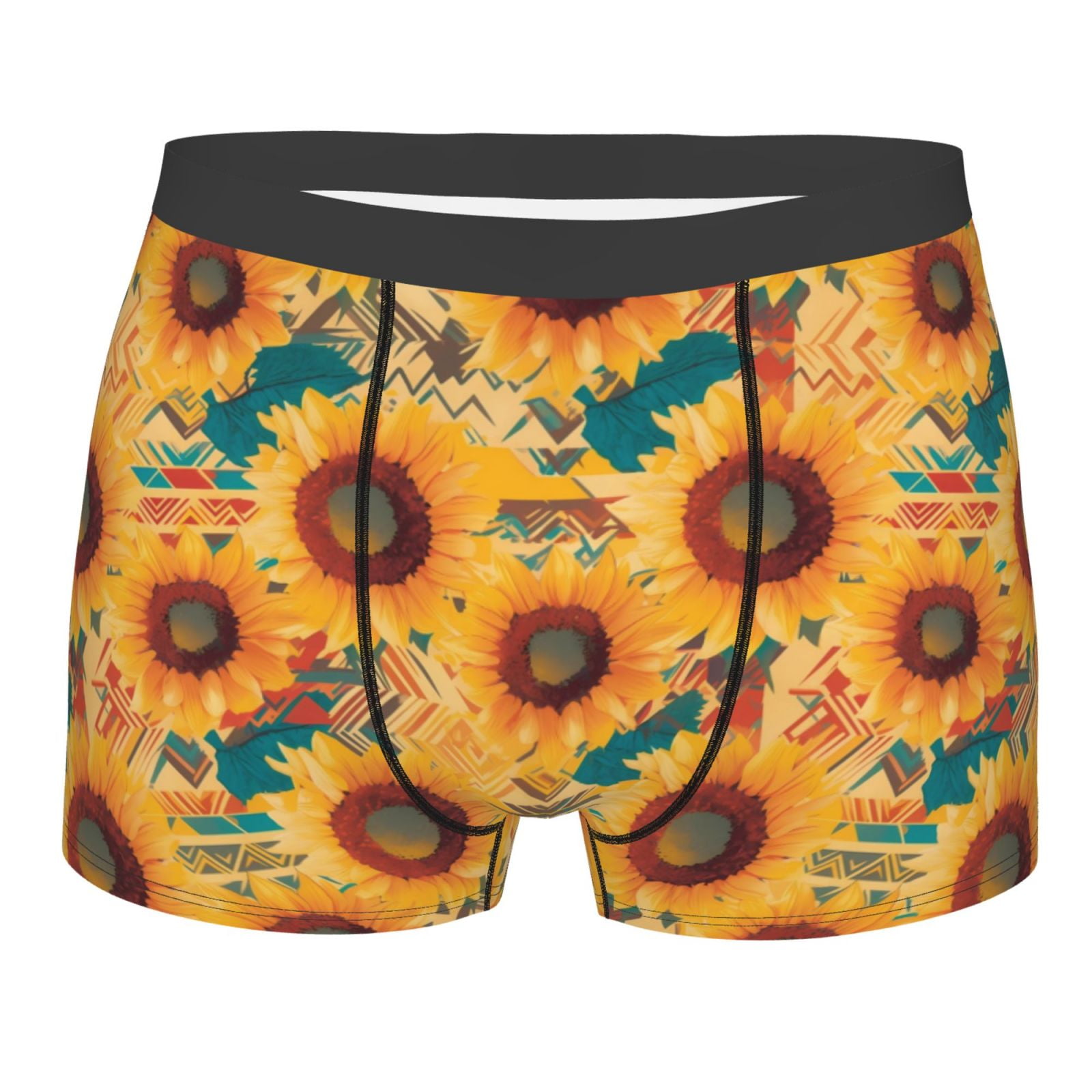 Yiaed Beautiful Bohemian Sunflower Print Men's Soft Cotton Boxer Shorts ...