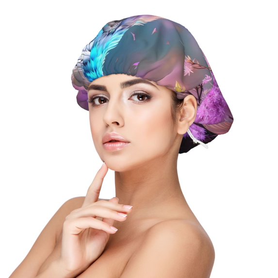 Yiaed Beautiful Flower Blue Bird Print Satin Bonnet Silk Bonnet Hair ...