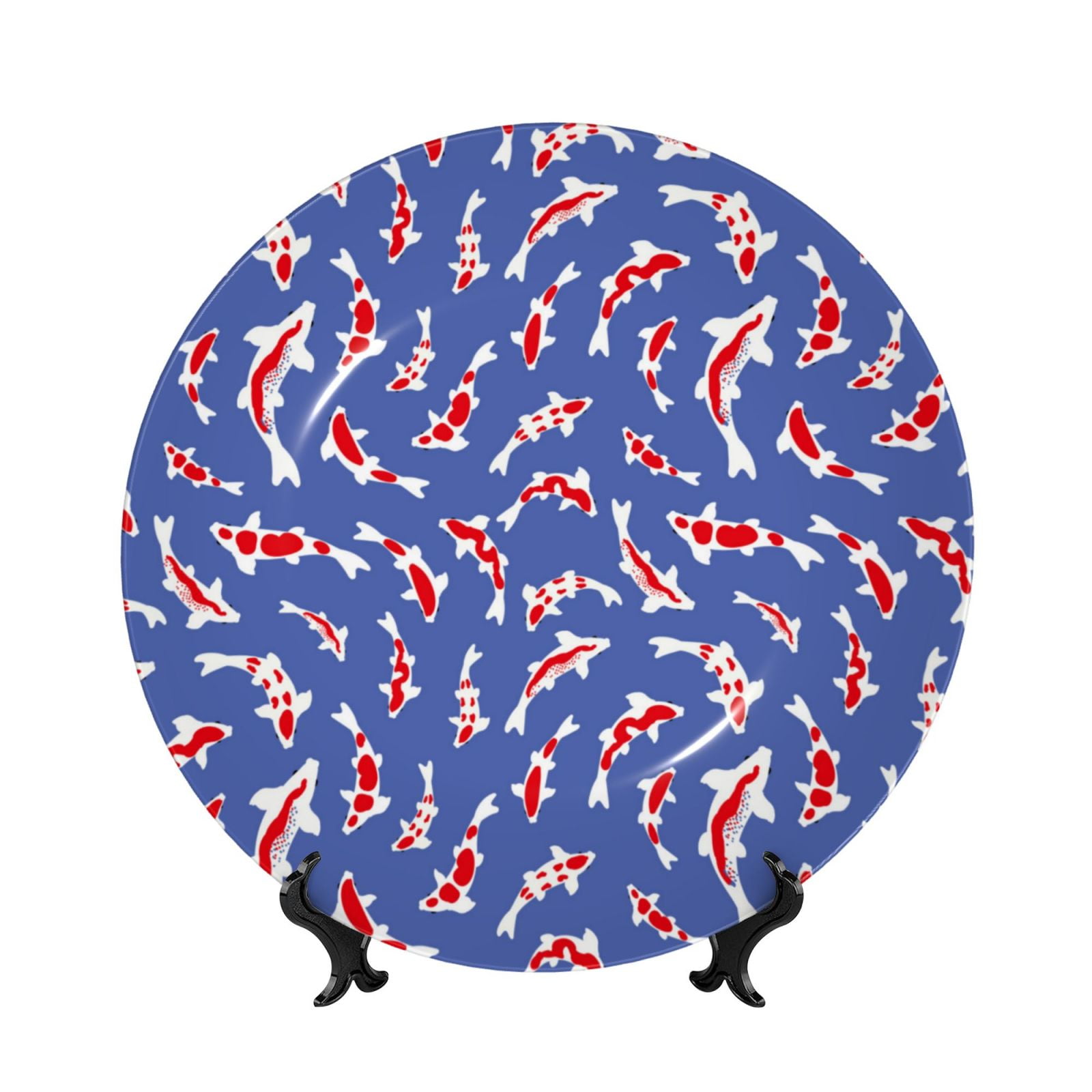 Yiaed Beautiful Koi Fish Print Bone China Decorative Plate Ceramic ...