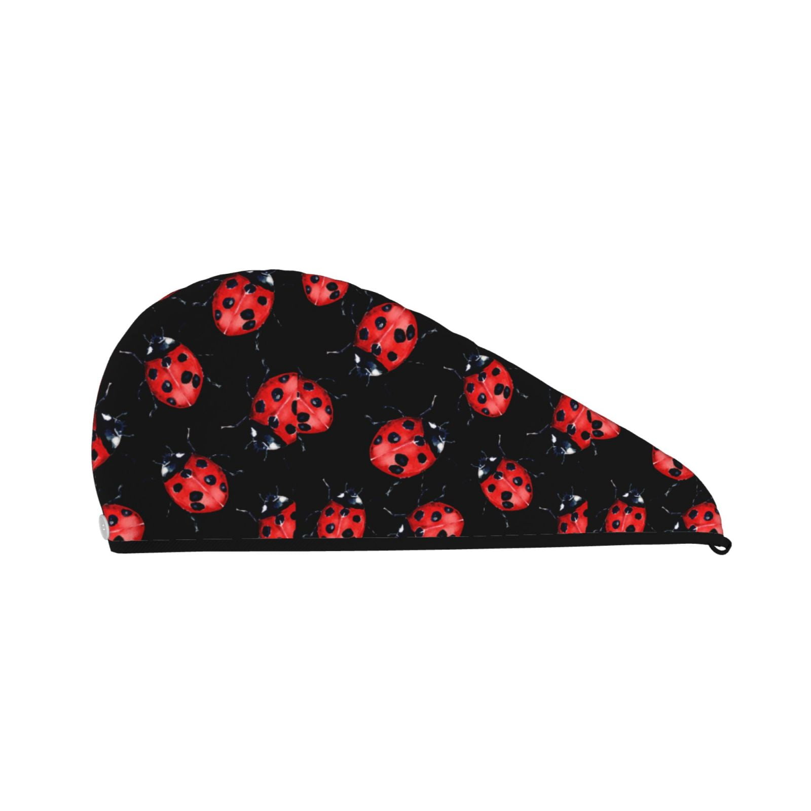 Yiaed Beautiful Red Ladybug Print Hair Cap with Button,Coral Fleece ...