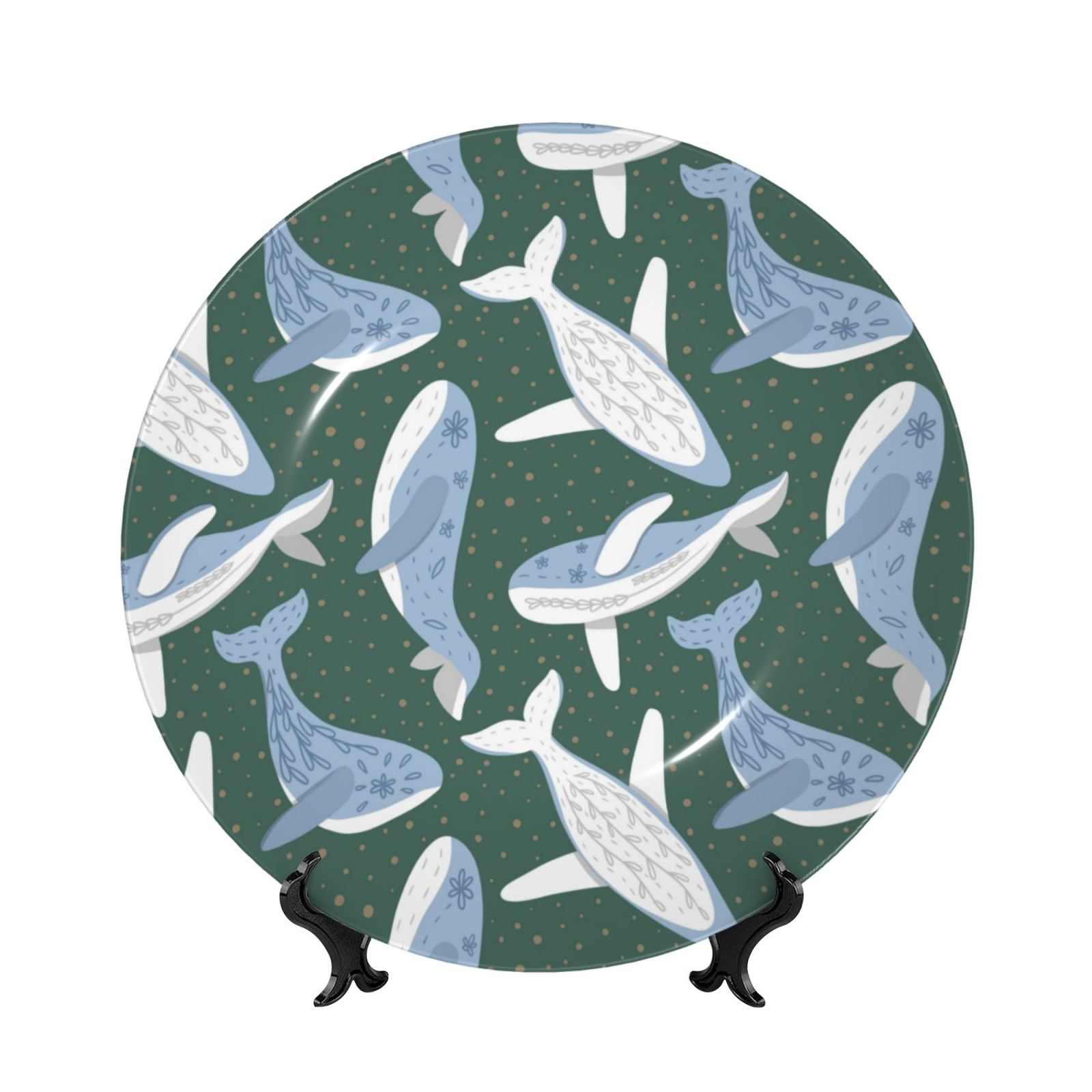 Yiaed Beautiful Whales Print Bone China Decorative Plate Ceramic Dinner ...