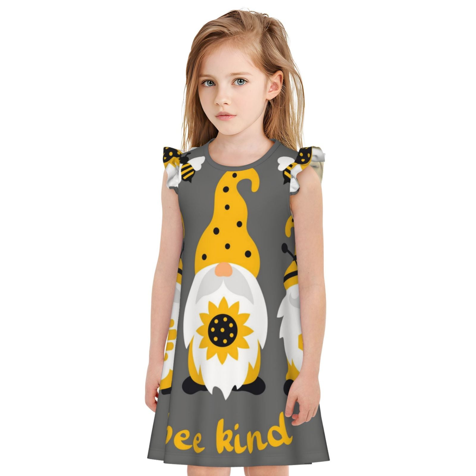 Yiaed Bee Kind Print Girls Nightgowns, Princess Pajama Dresses for ...