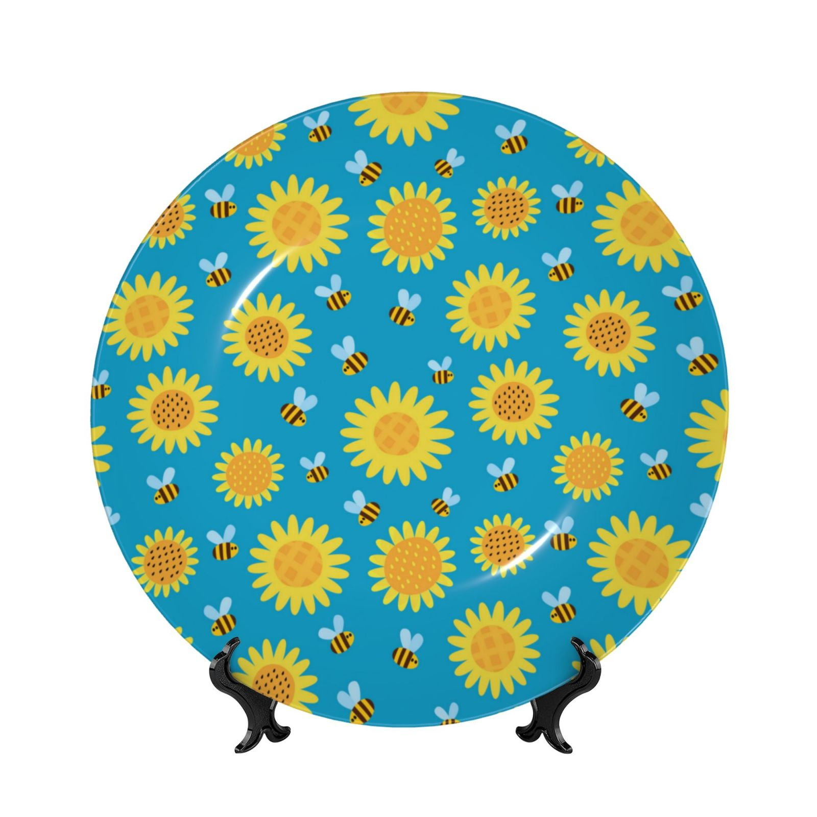 Yiaed Bee Sunflower Print Bone China Decorative Plate Ceramic Dinner ...