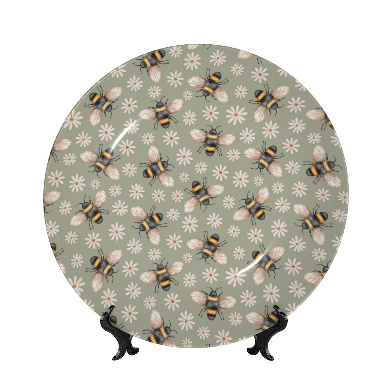 Yiaed Bees And Chamomile Print Bone China Decorative Plate Ceramic ...