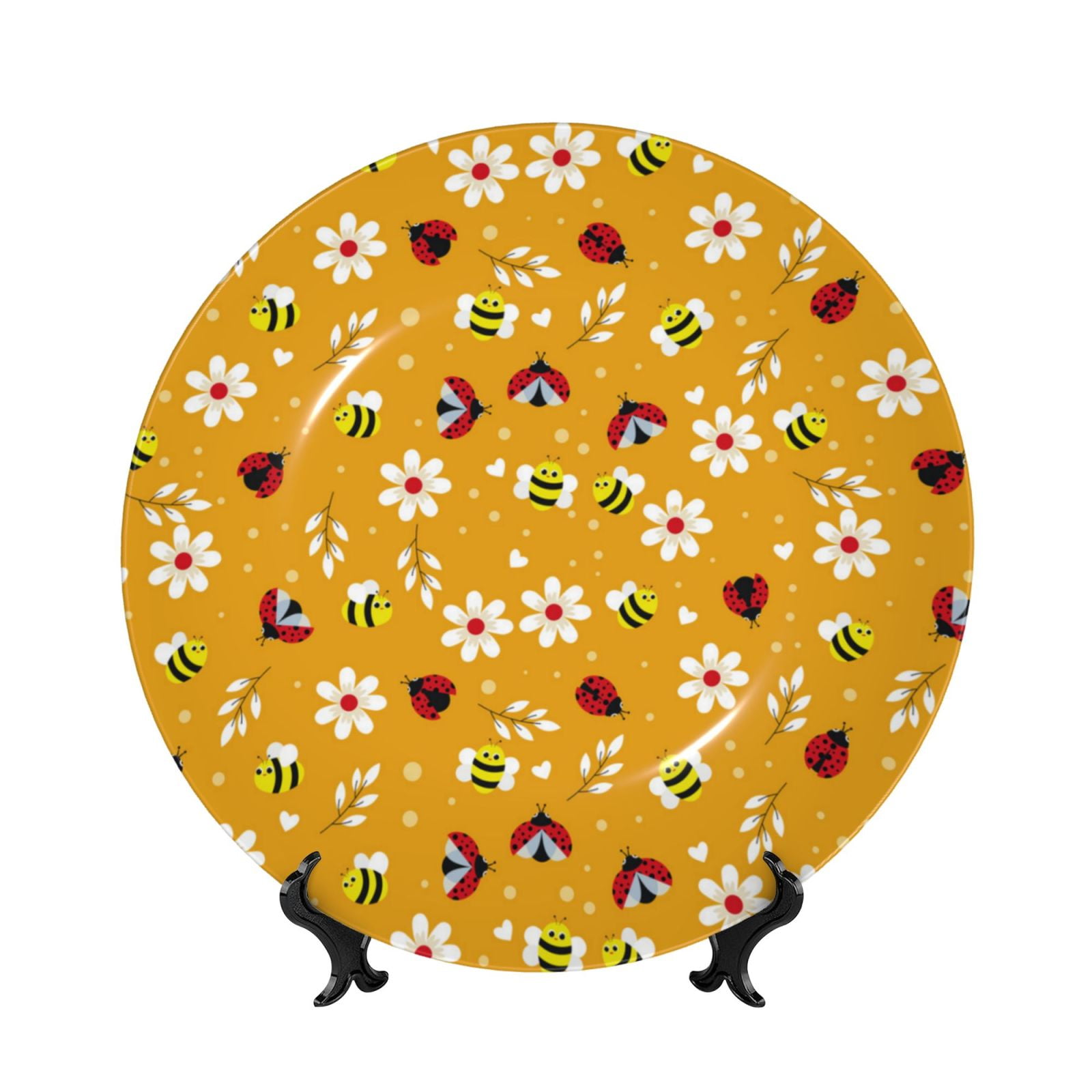 Yiaed Bees And Ladybug Print Bone China Decorative Plate Ceramic Dinner ...