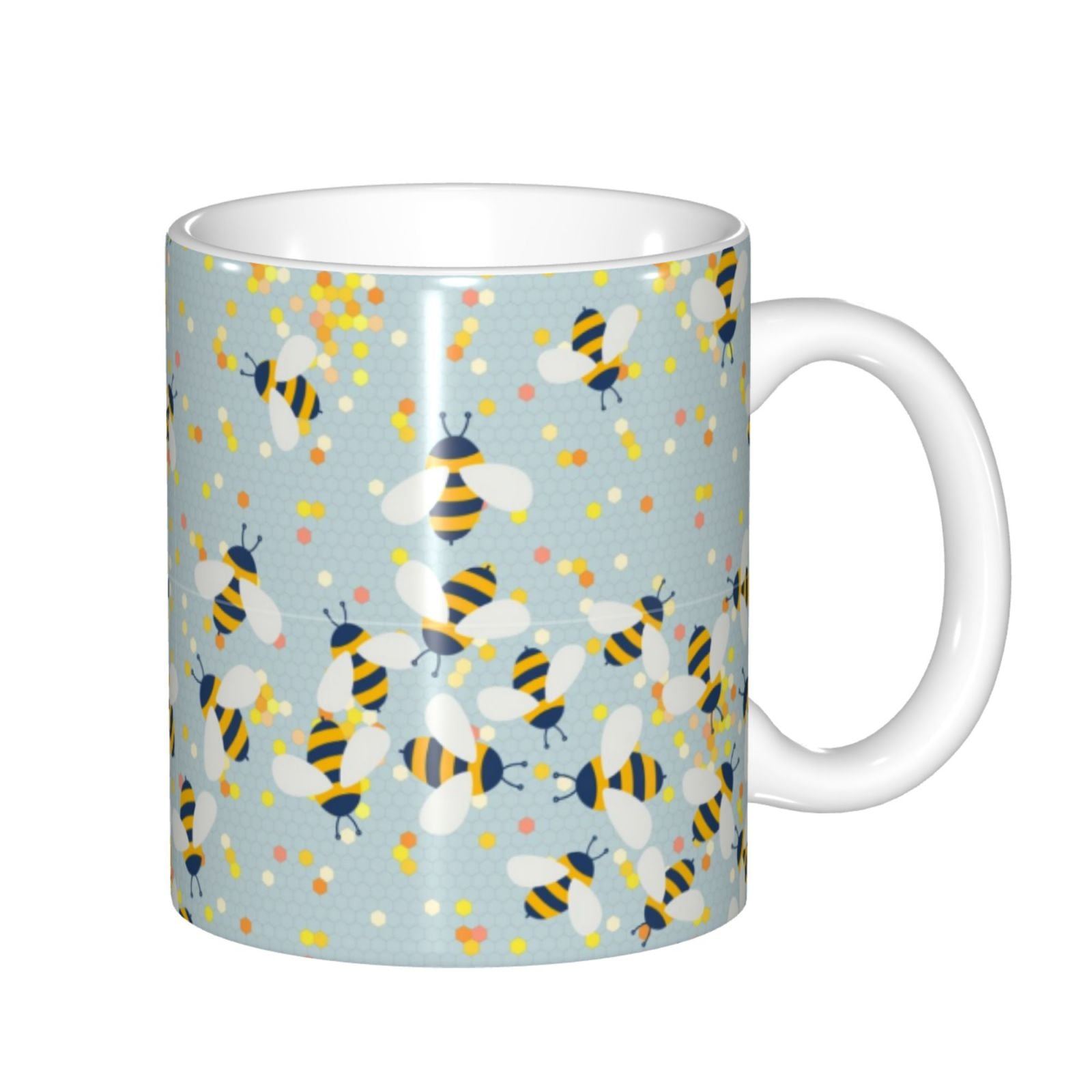Yiaed Bees Print Ceramics Coffee,Large Handle Design,Extra Large Tea ...