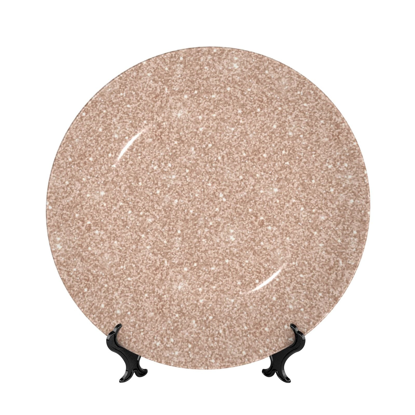 Yiaed Beige Sparkling Glitter Print Bone China Decorative Plate Ceramic ...