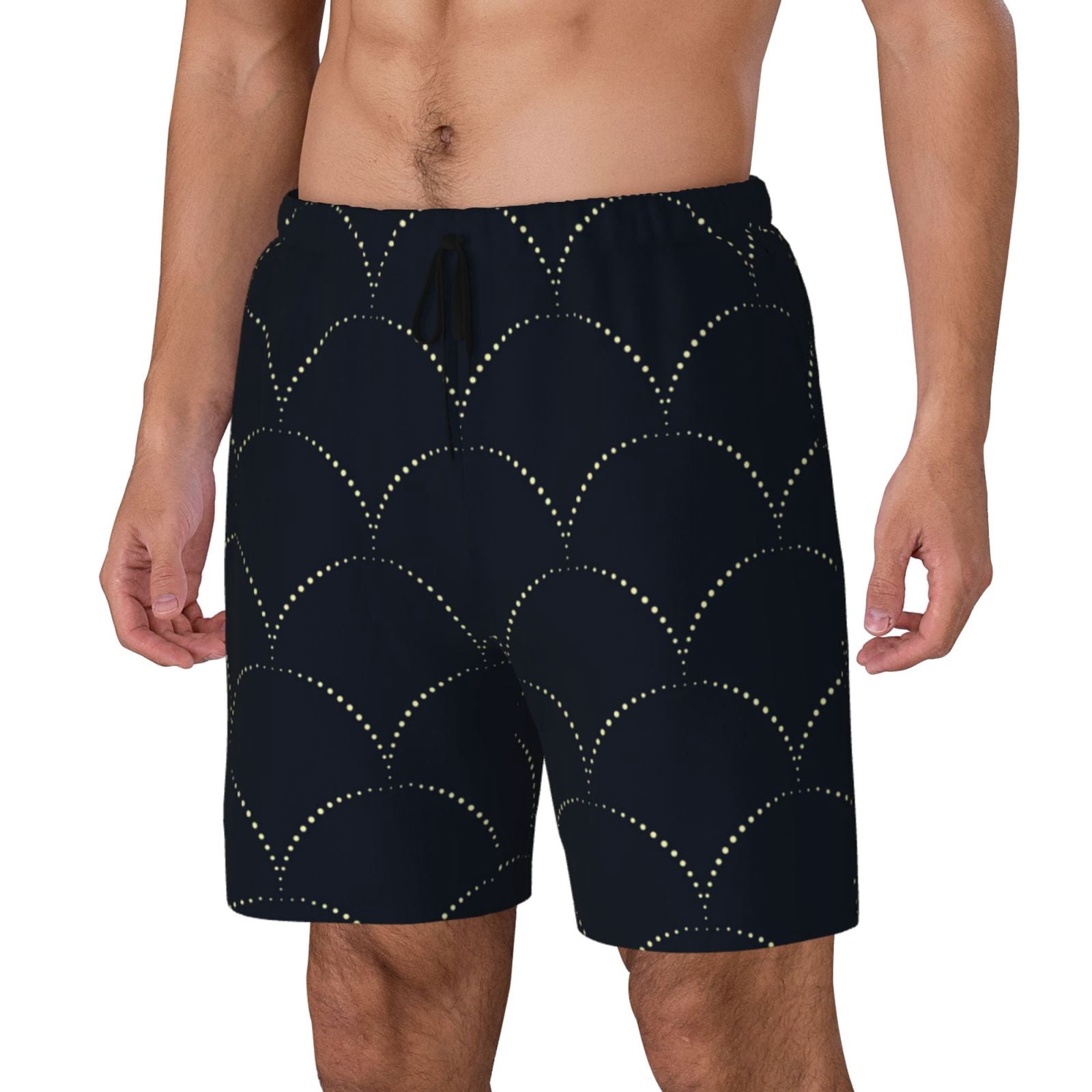 Yiaed Black Fish scales Print Mens Swim Trunks Bathing Suit Compression ...