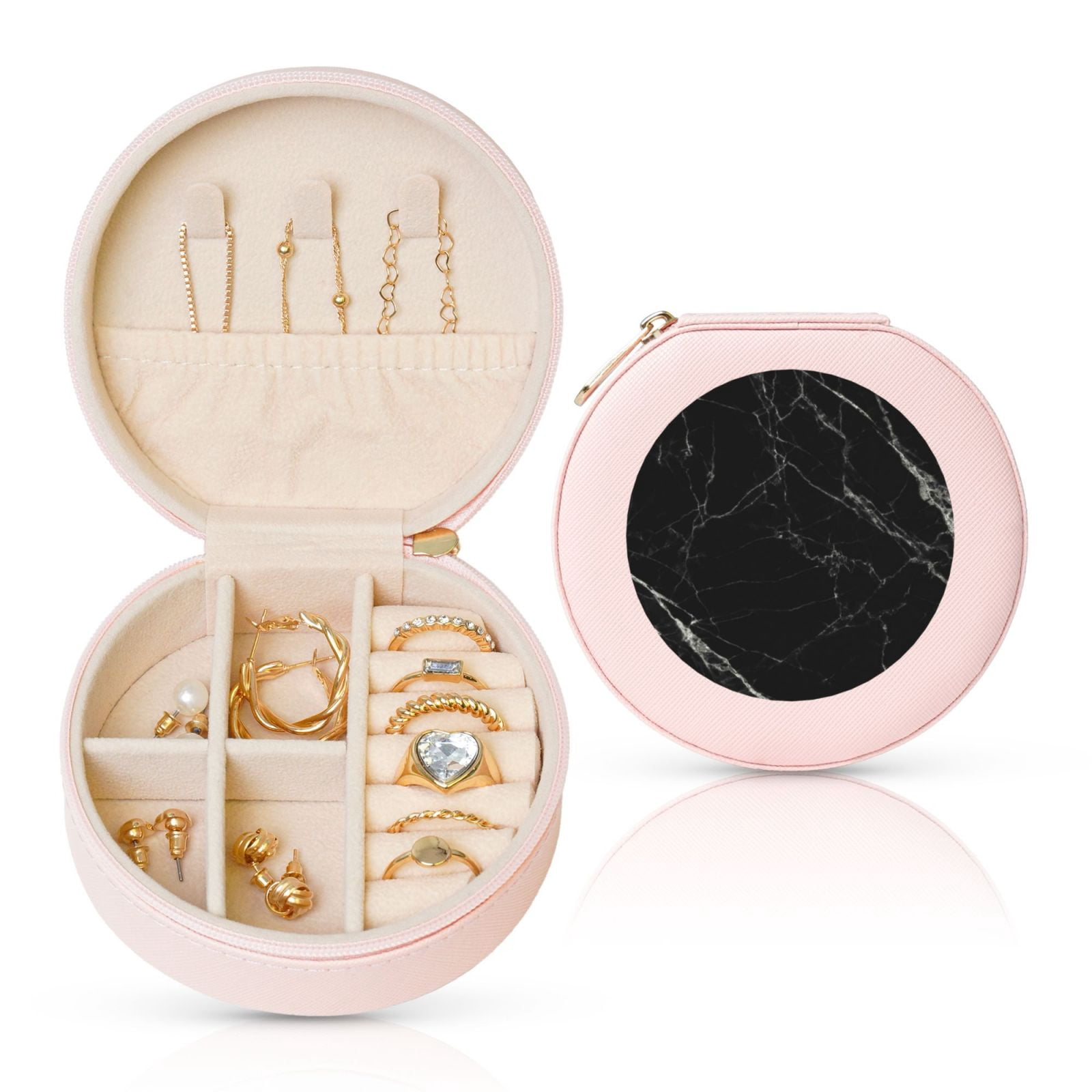 Yiaed Black Marble Texture Abstract Print Travel Jewelry Case ...