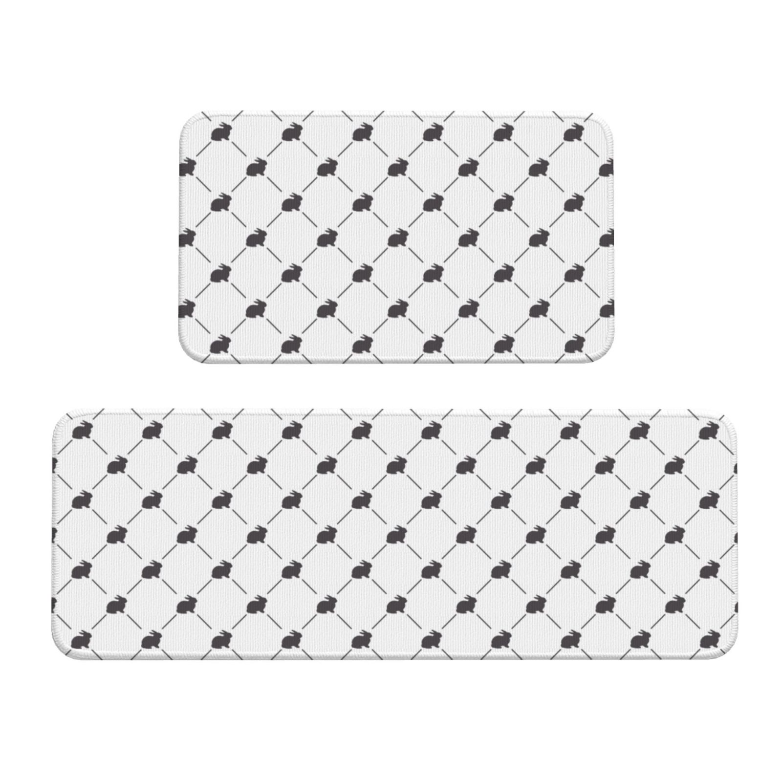Yiaed Black Rabbit Kitchen Rugs Sets of 2 Kitchen Mats Cushioned Anti ...