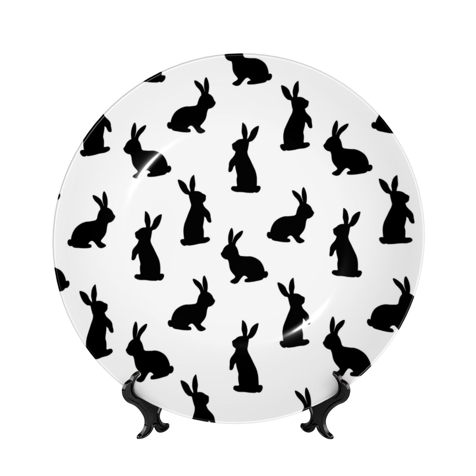 Yiaed Black Rabbit Print Bone China Decorative Plate Ceramic Dinner ...