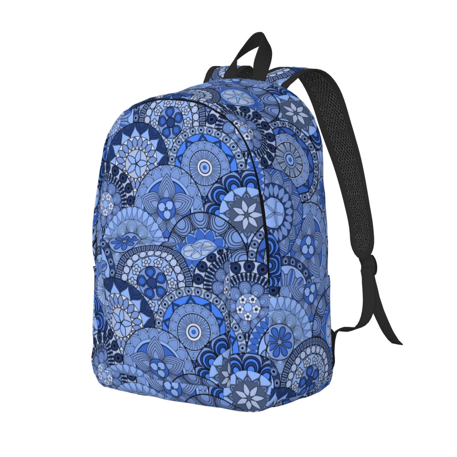 Yiaed Blue Mandala Harmony Print Laptop Backpack Travel Canvas Backpack ...
