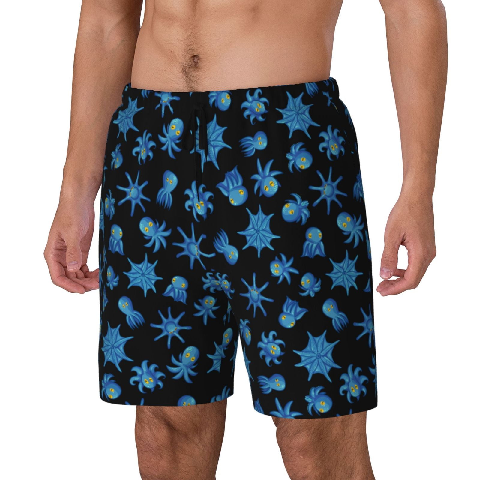 Yiaed Blue Octopus Print Mens Swim Trunks Bathing Suit Compression ...