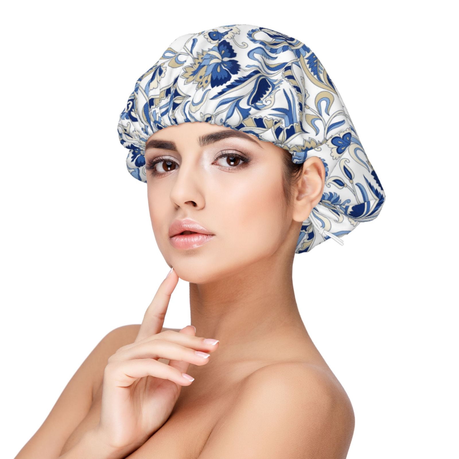 Yiaed Blue Paisley Print Satin Bonnet Silk Bonnet Hair Bonnet for ...
