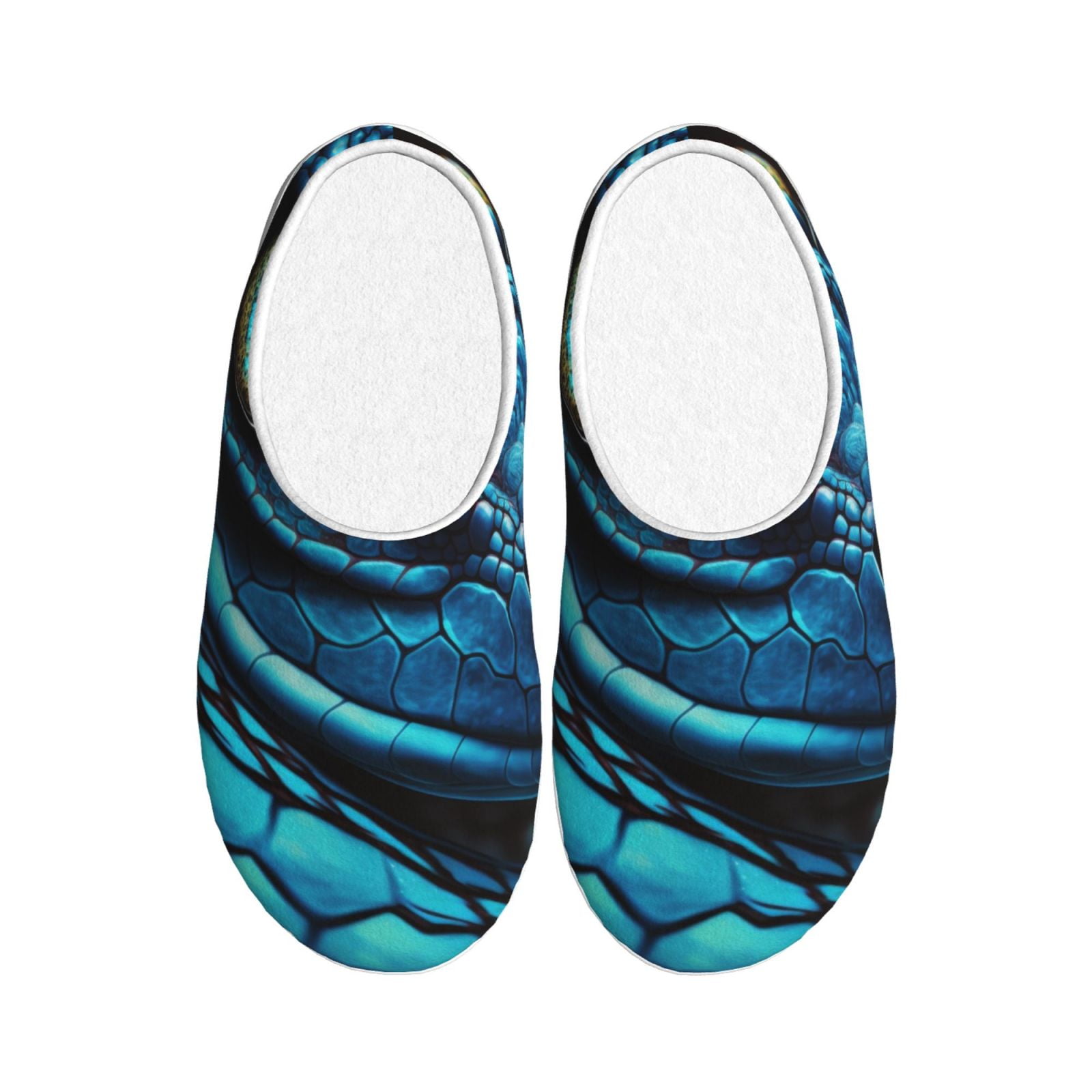 Yiaed Blue Viper Snake Closeup Face Print Slippers Fuzzy Warm Cozy ...