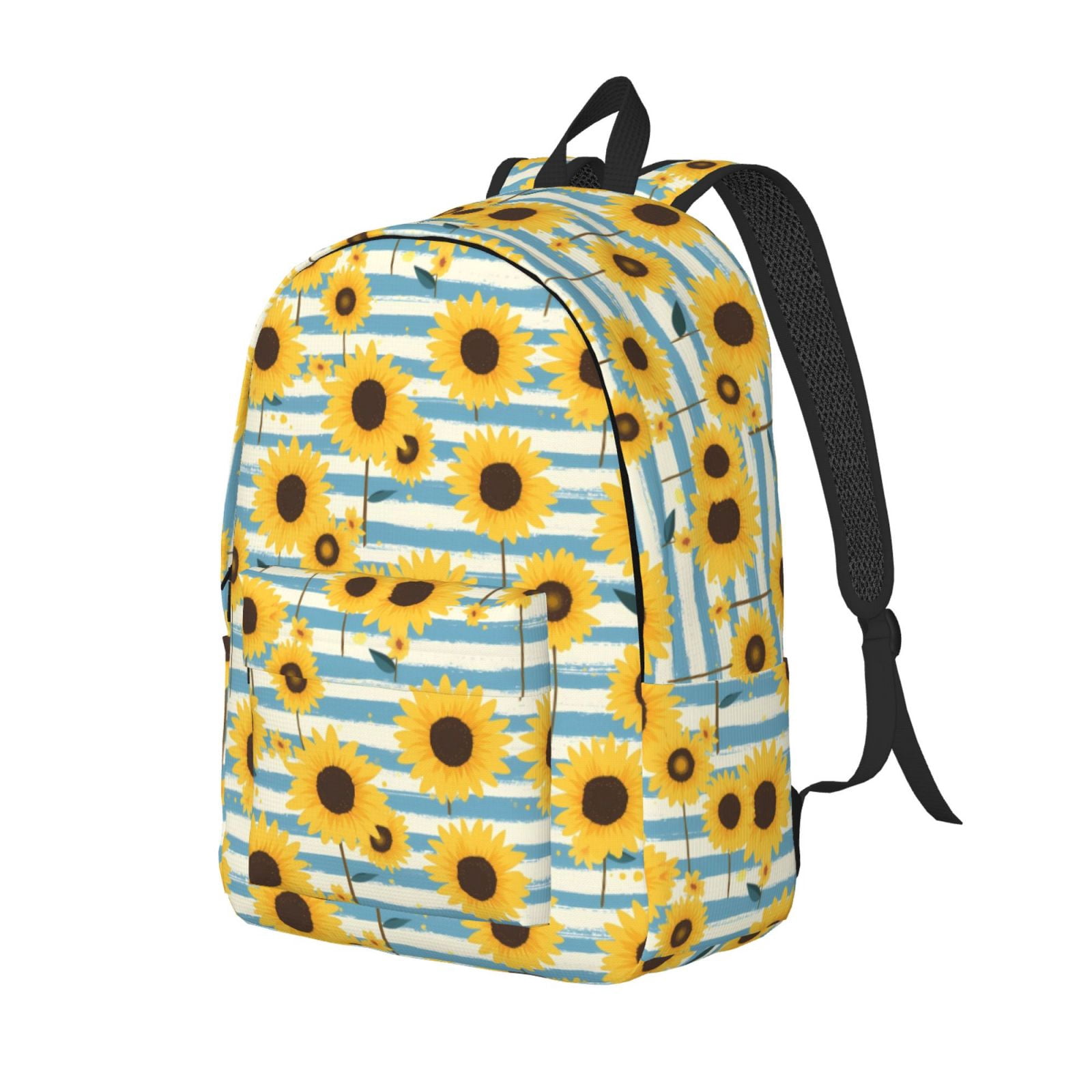 Yiaed Blue White Striped Sunflower A Print Print Laptop Backpack Travel ...