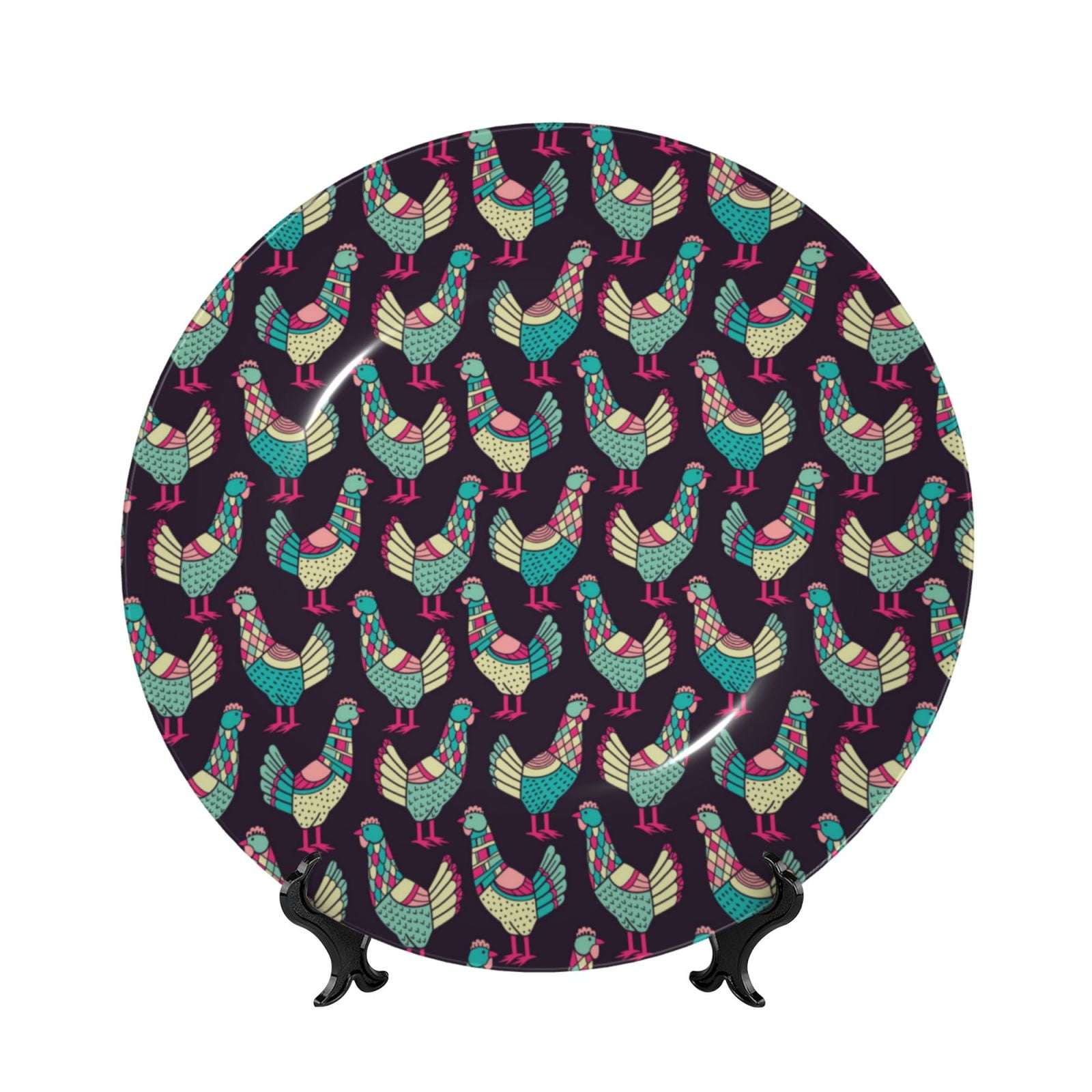 Yiaed Bohemian Chicken Print Bone China Decorative Plate Ceramic Dinner ...