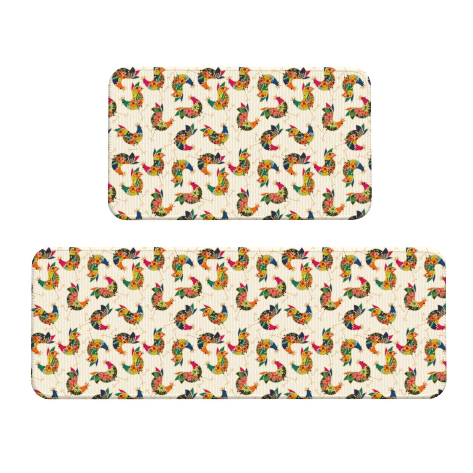 Yiaed Boho Chicken Kitchen Rugs Sets of 2 Kitchen Mats Cushioned Anti ...
