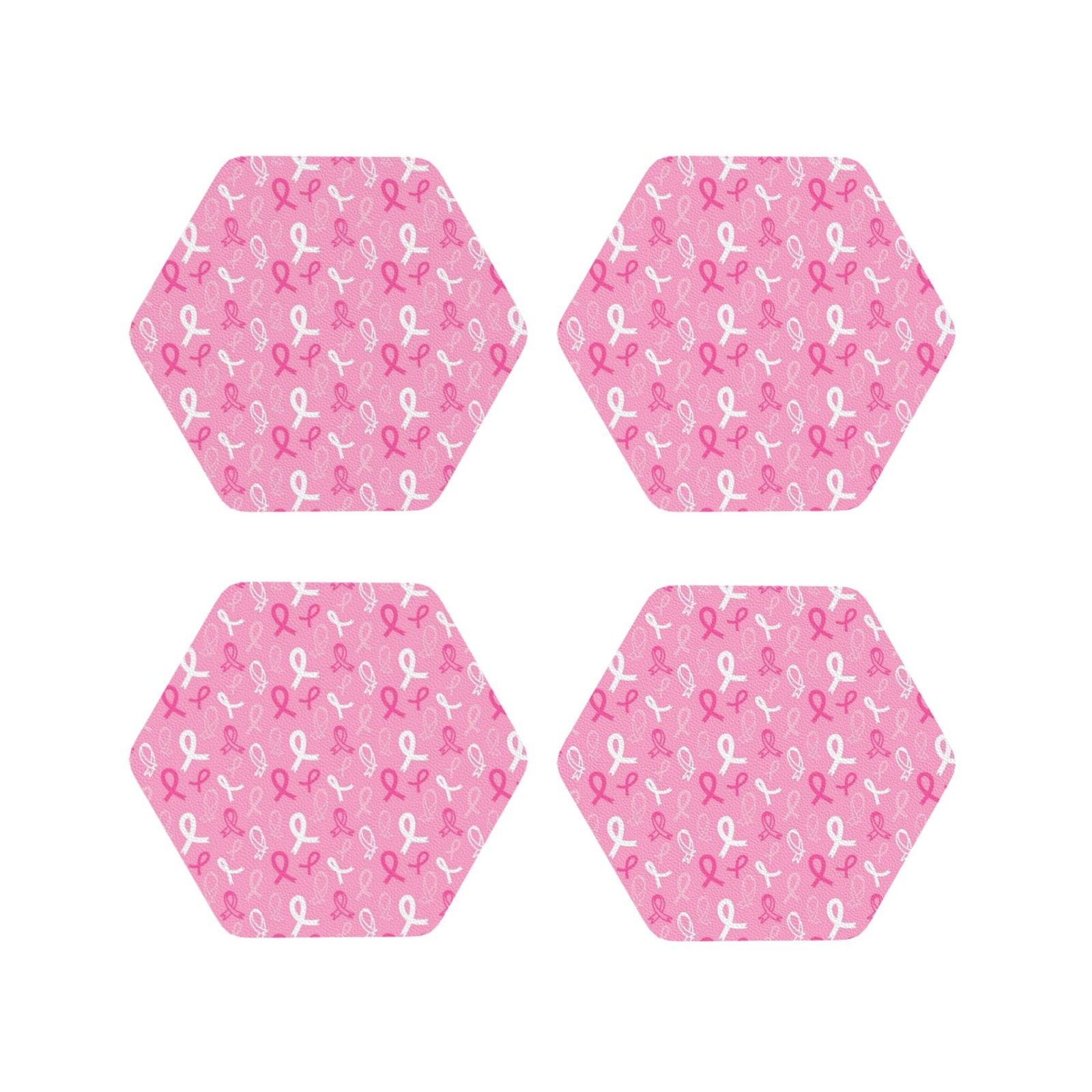 Yiaed Breast Cancer Awareness (3) Print Leather Coasters for Drinks ...