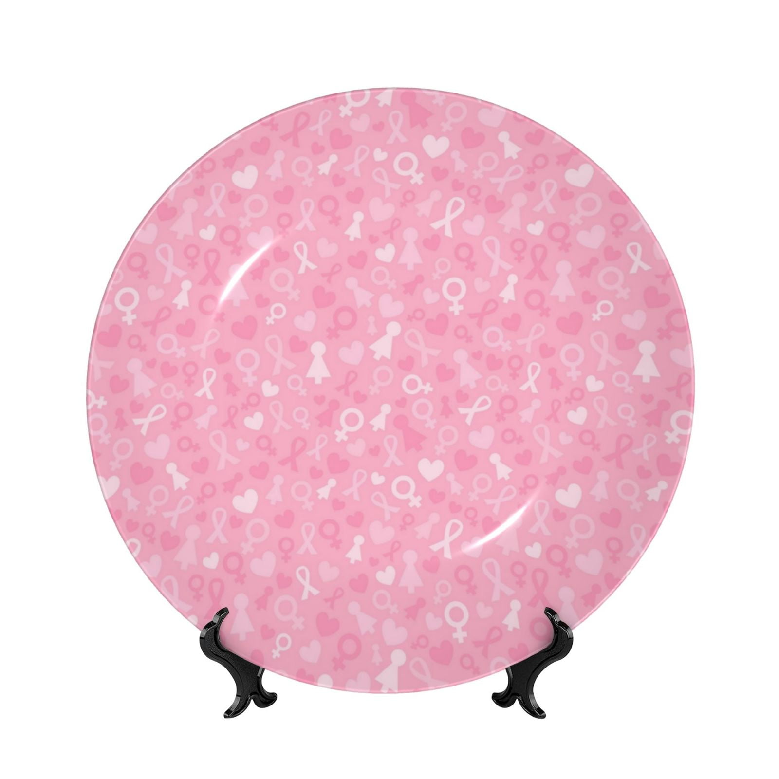 Yiaed Breast Cancer Awareness Print Bone China Decorative Plate Ceramic ...