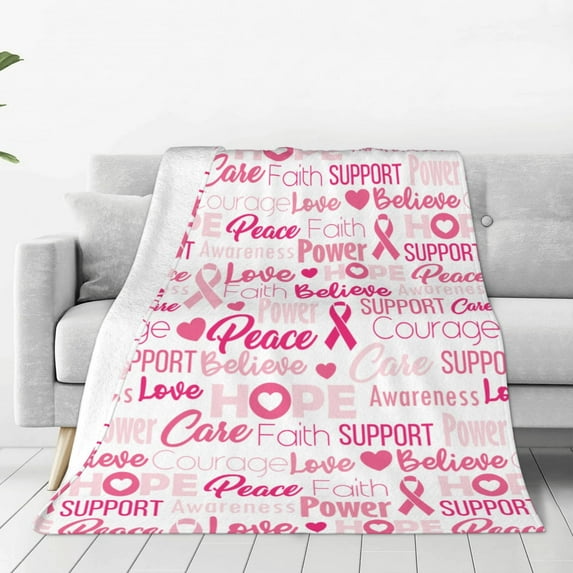 Yiaed Breast Cancer Pink Ribbons Awareness (2) Pattern Fleece Throw ...