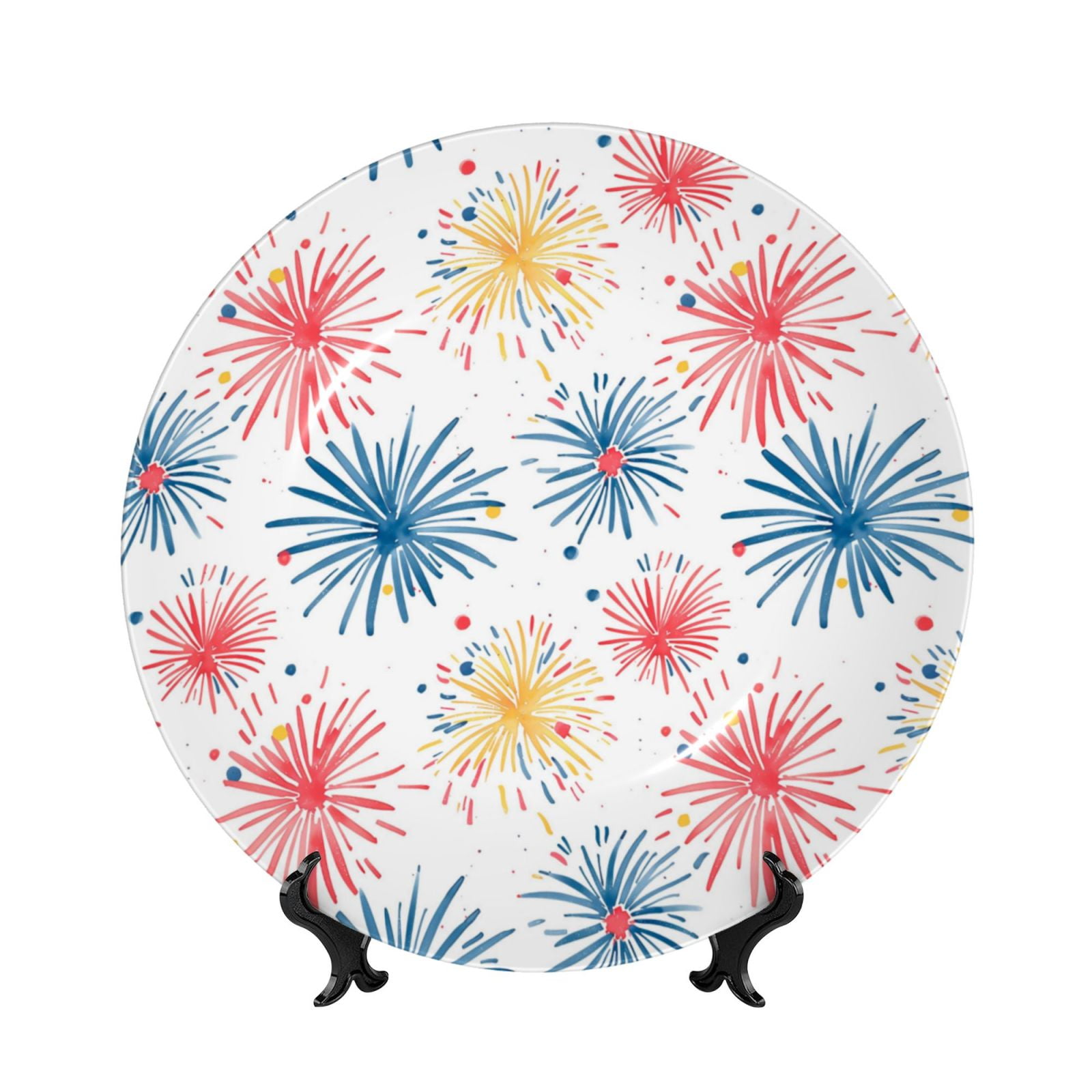 Yiaed Bright Colorful Fireworks Print Bone China Decorative Plate ...