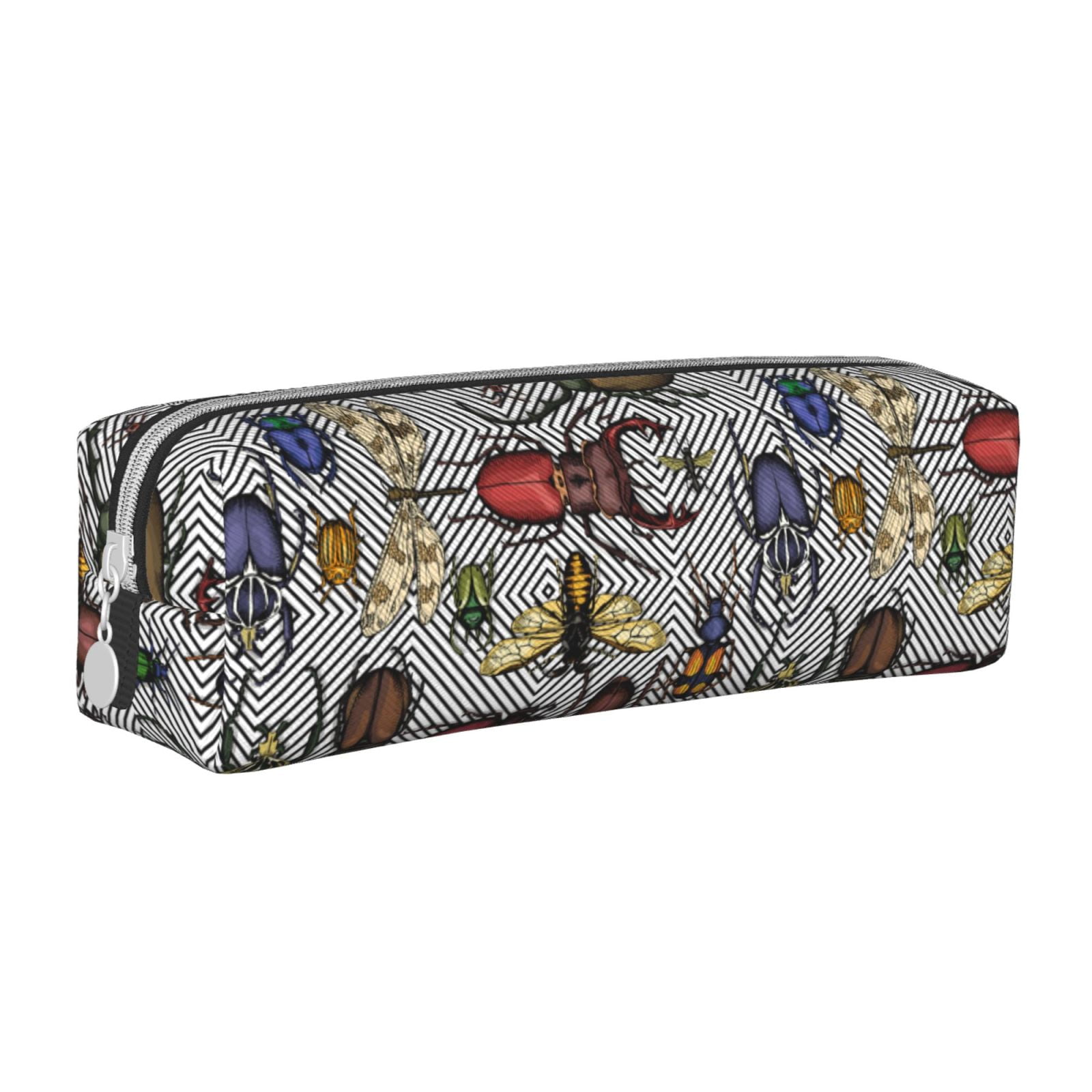 Yiaed Bright Insects Print Leather Pencil Case - Leather Pen Pencil ...